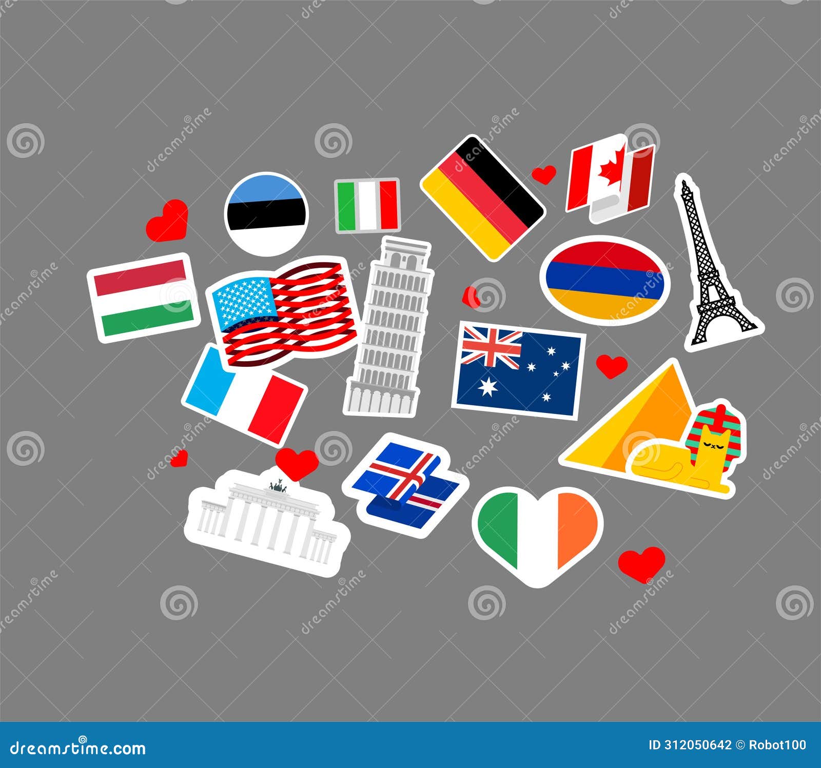 Stickers from Different Countries for Suitcases Stock Vector ...