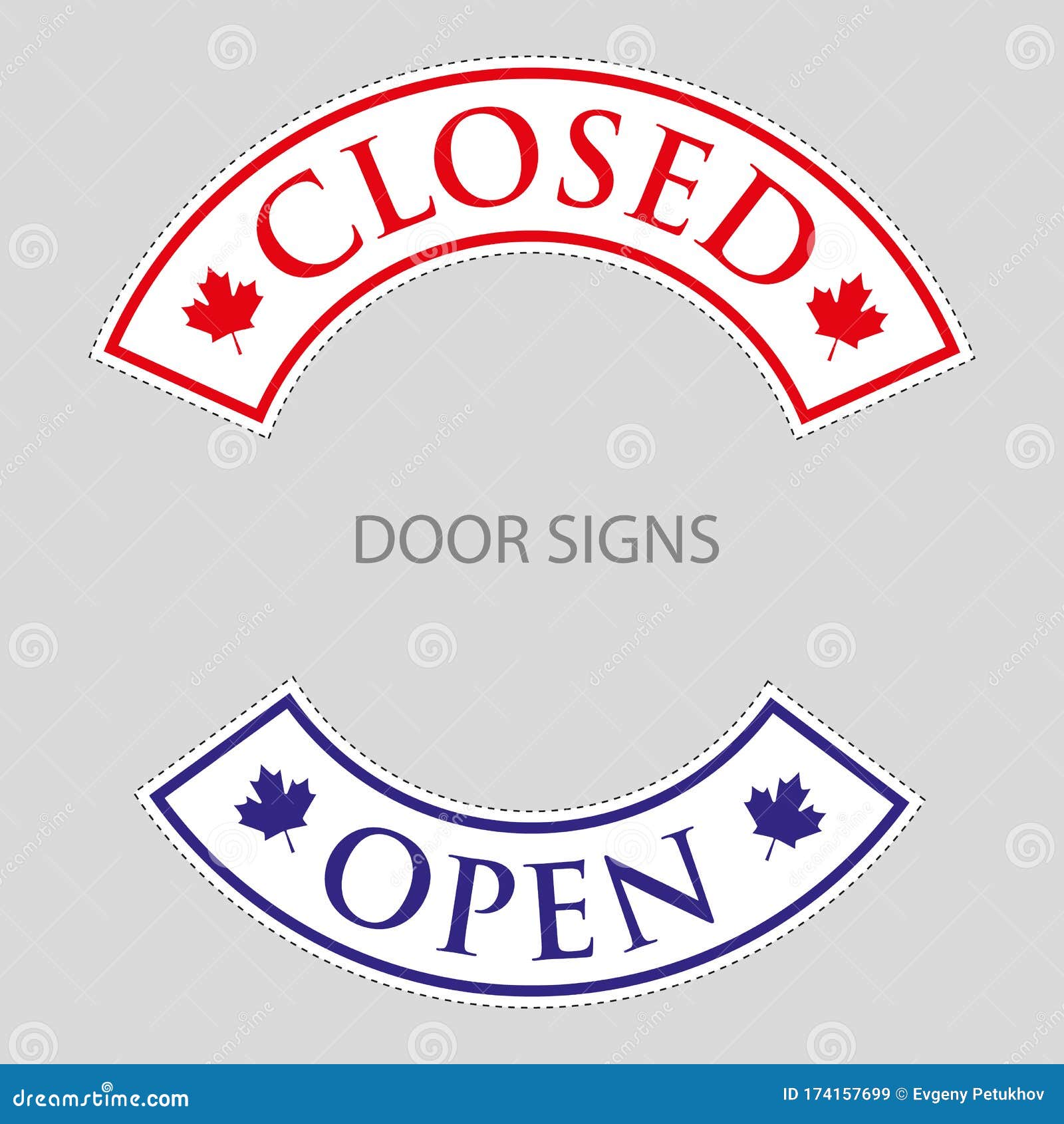 Stickers on the Door Open, Closed. 3D Style Stock Vector - Illustration ...