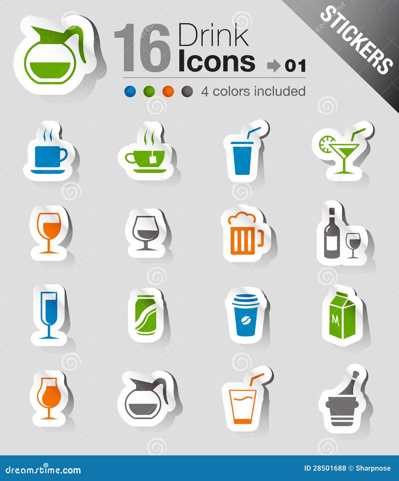 Stickers - Drink Icons stock vector. Illustration of sign - 28501688