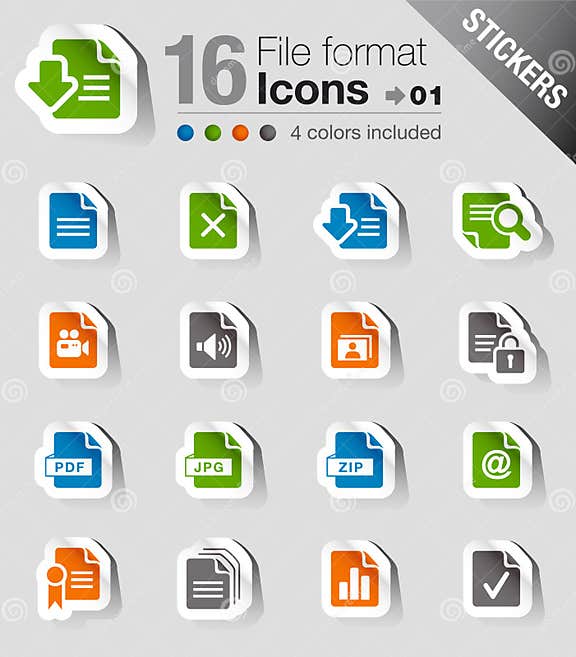 Stickers - File Format Icons Stock Vector - Illustration of protection ...
