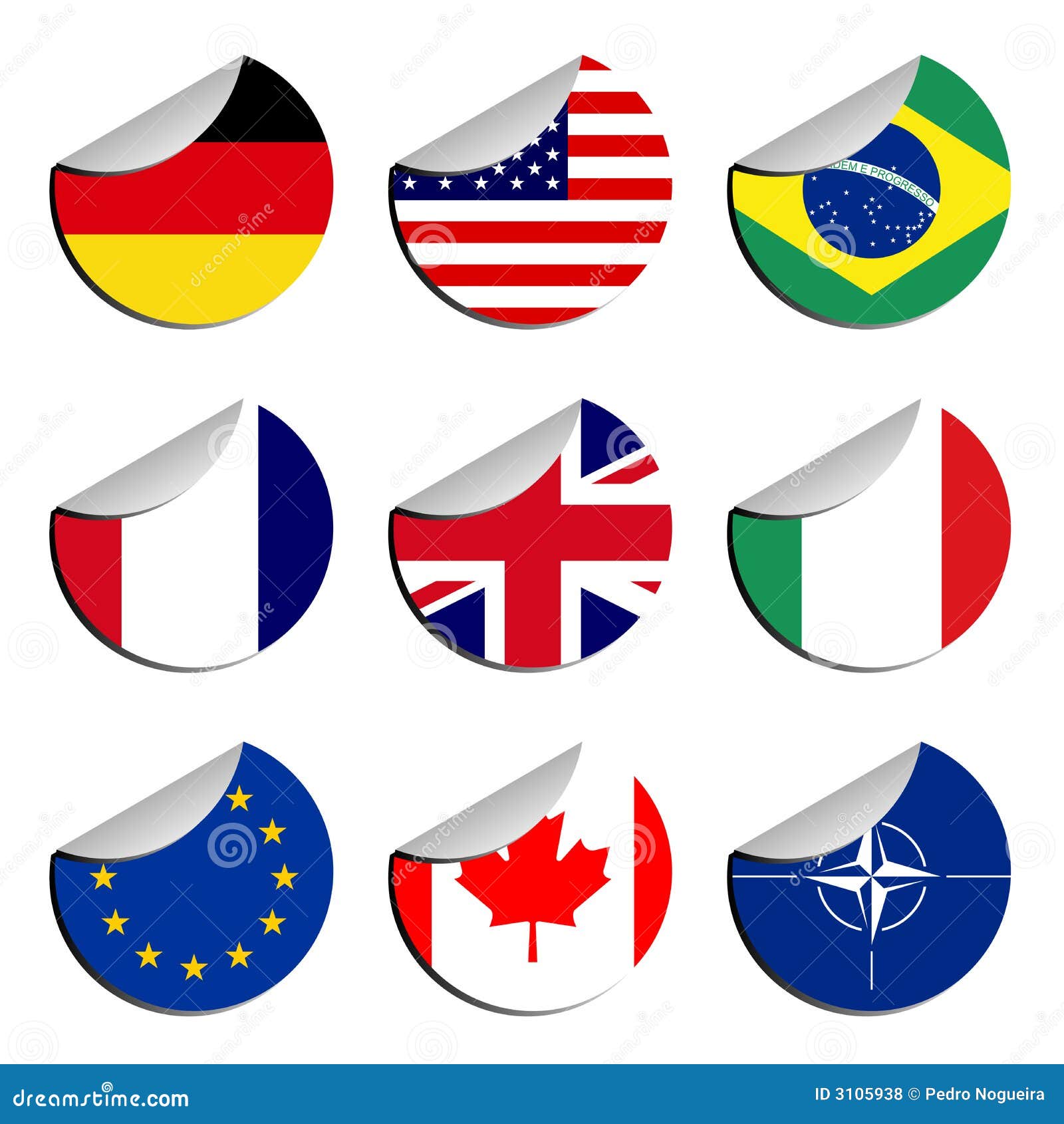 Stickers with flags stock vector. Illustration of britain - 3105938