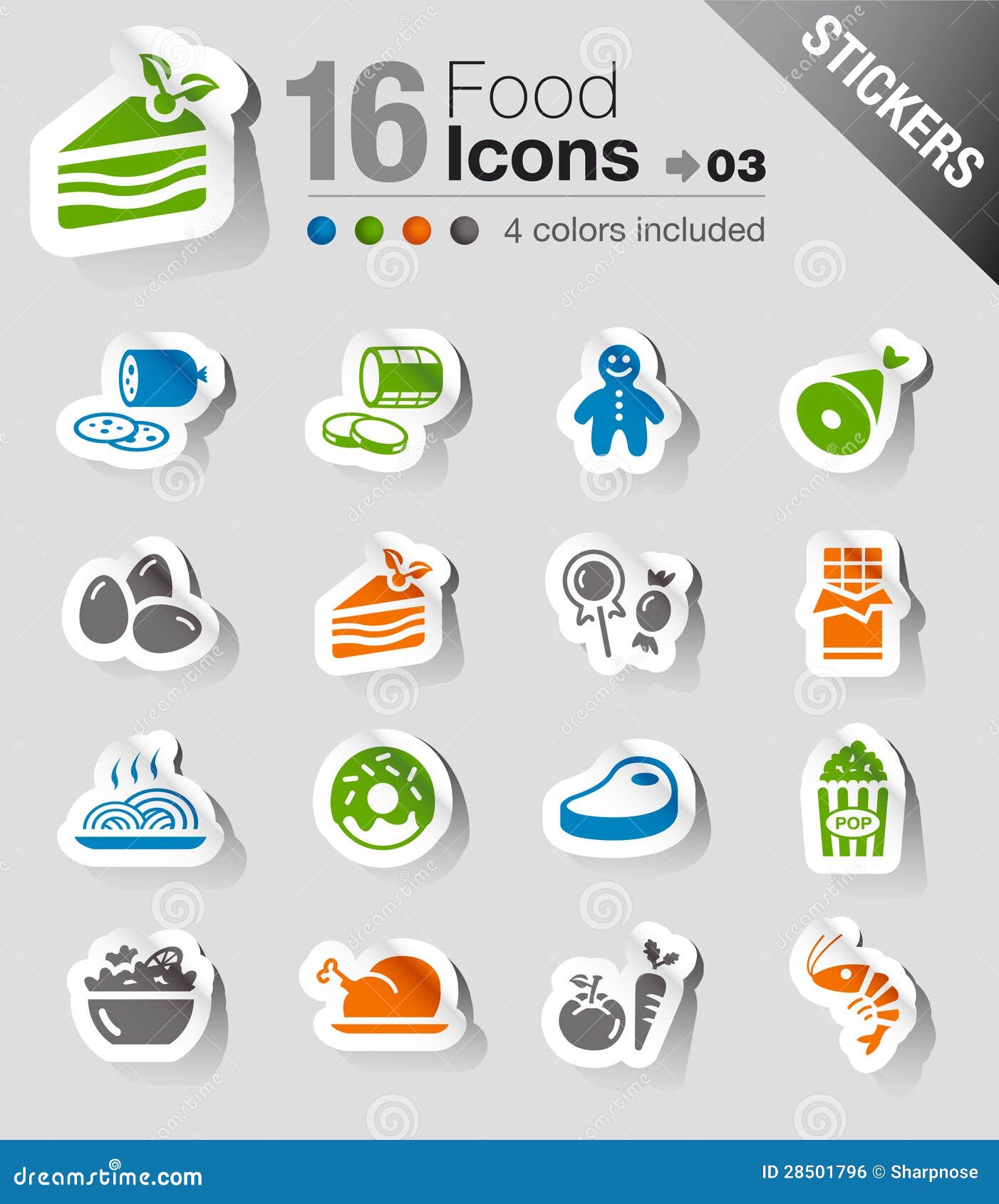 Stickers - Food Icons Vector Illustration | CartoonDealer.com #28501796