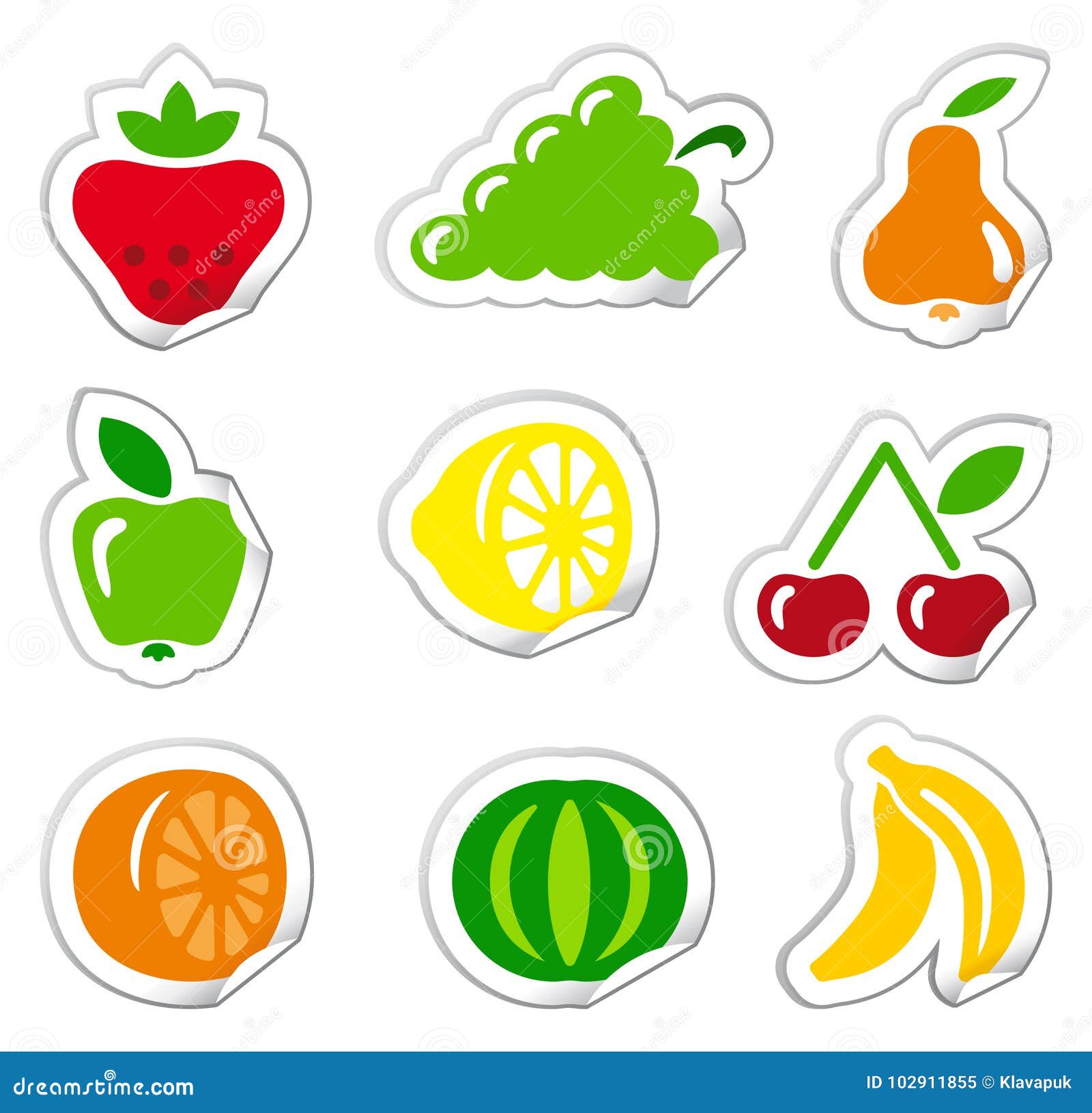 Stickers of fruit stock vector. Illustration of green - 102911855