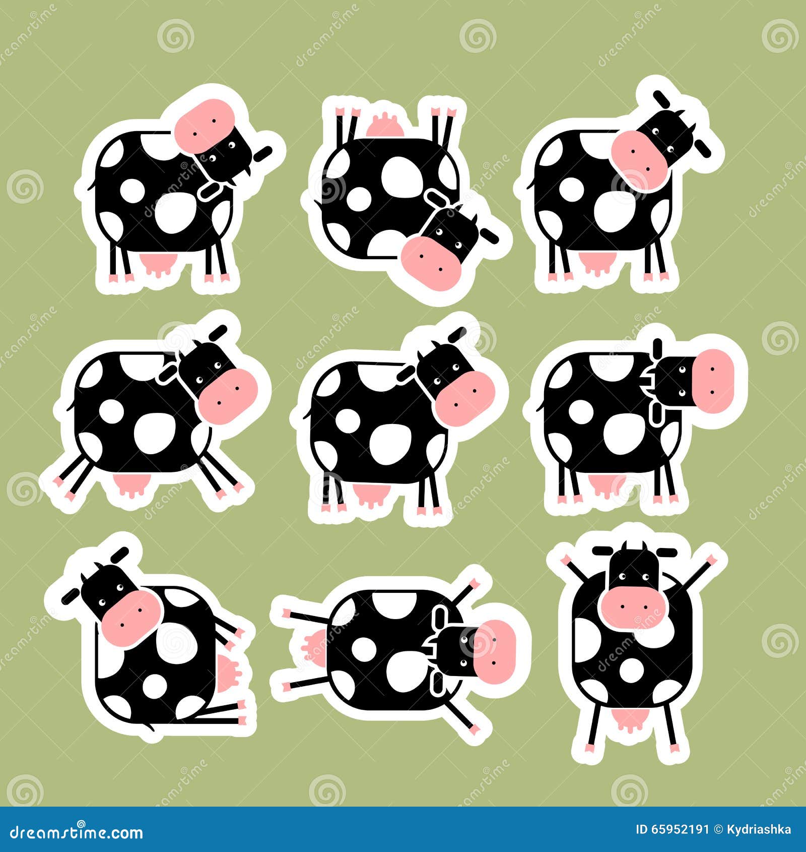 Stickers with Funny Cow for Your Design Stock Vector - Illustration of ...