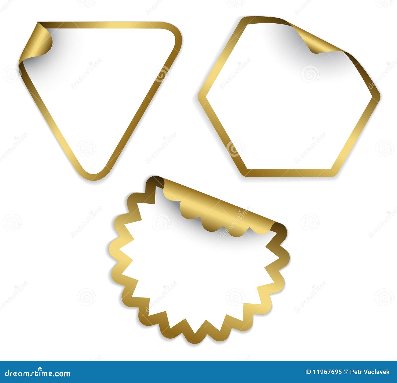 Stickers with Golden Border Stock Vector - Illustration of retro ...