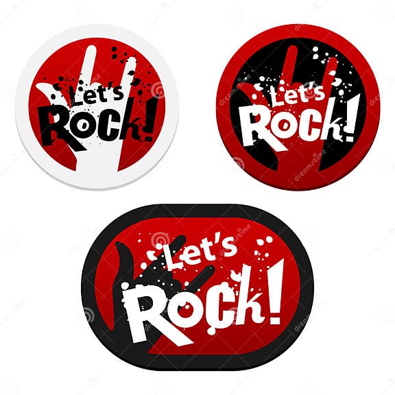 Stickers with Let s Rock! stock vector. Illustration of gesture - 24454436