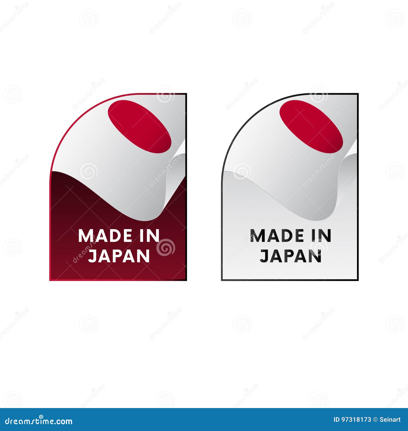 Stickers Made in Japan. Vector. Stock Illustration - Illustration of ...