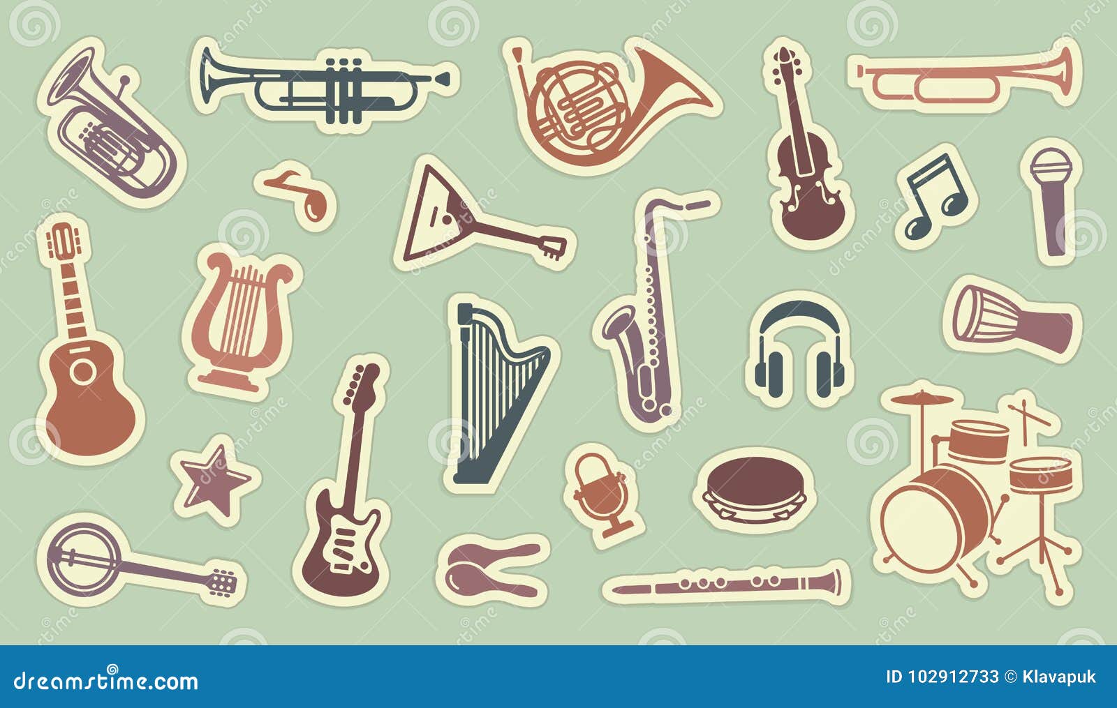 Stickers of Musical Instruments Stock Vector - Illustration of ...