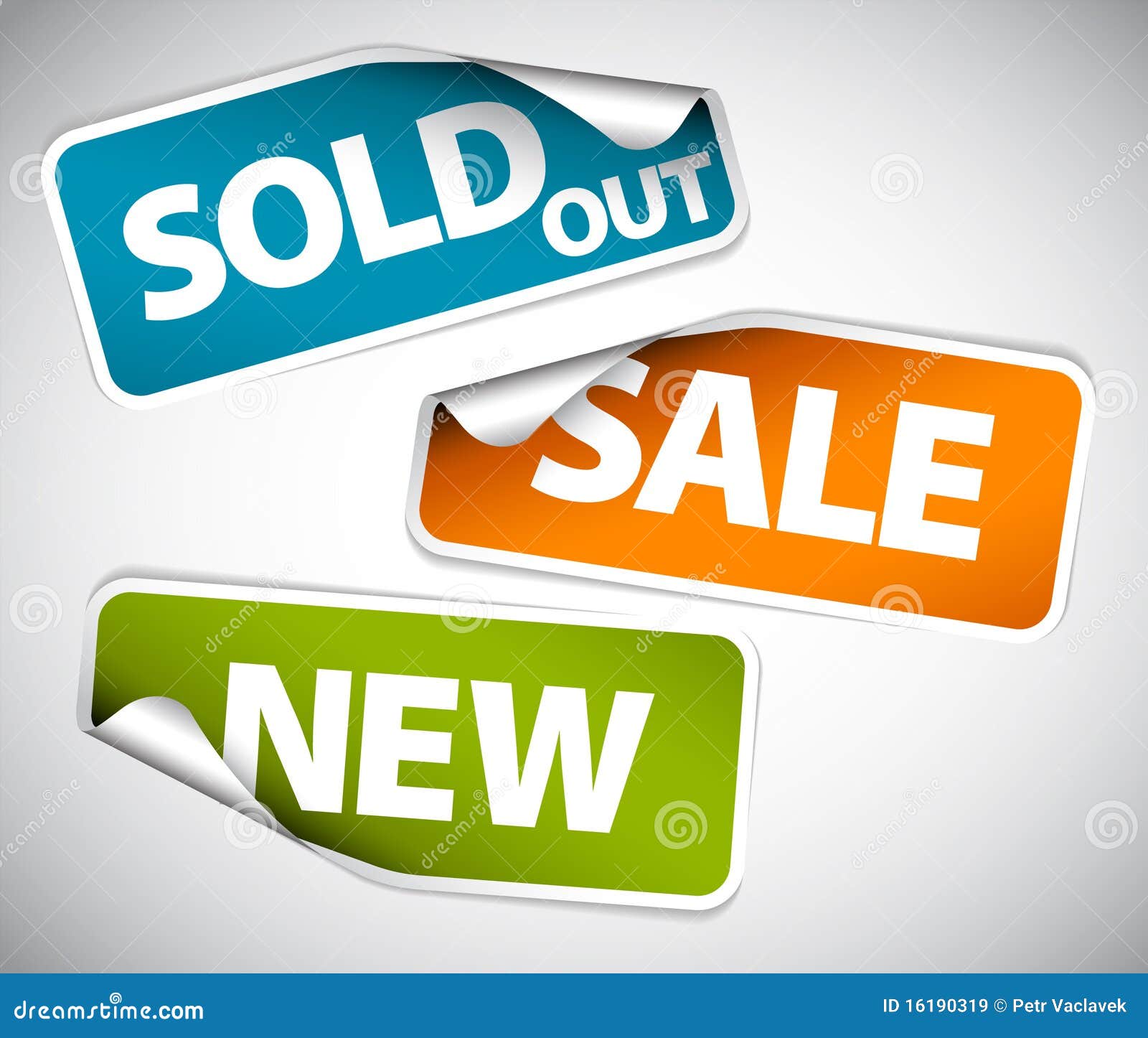 Stickers for the New, Sold Out and Discount Item Stock Illustration ...