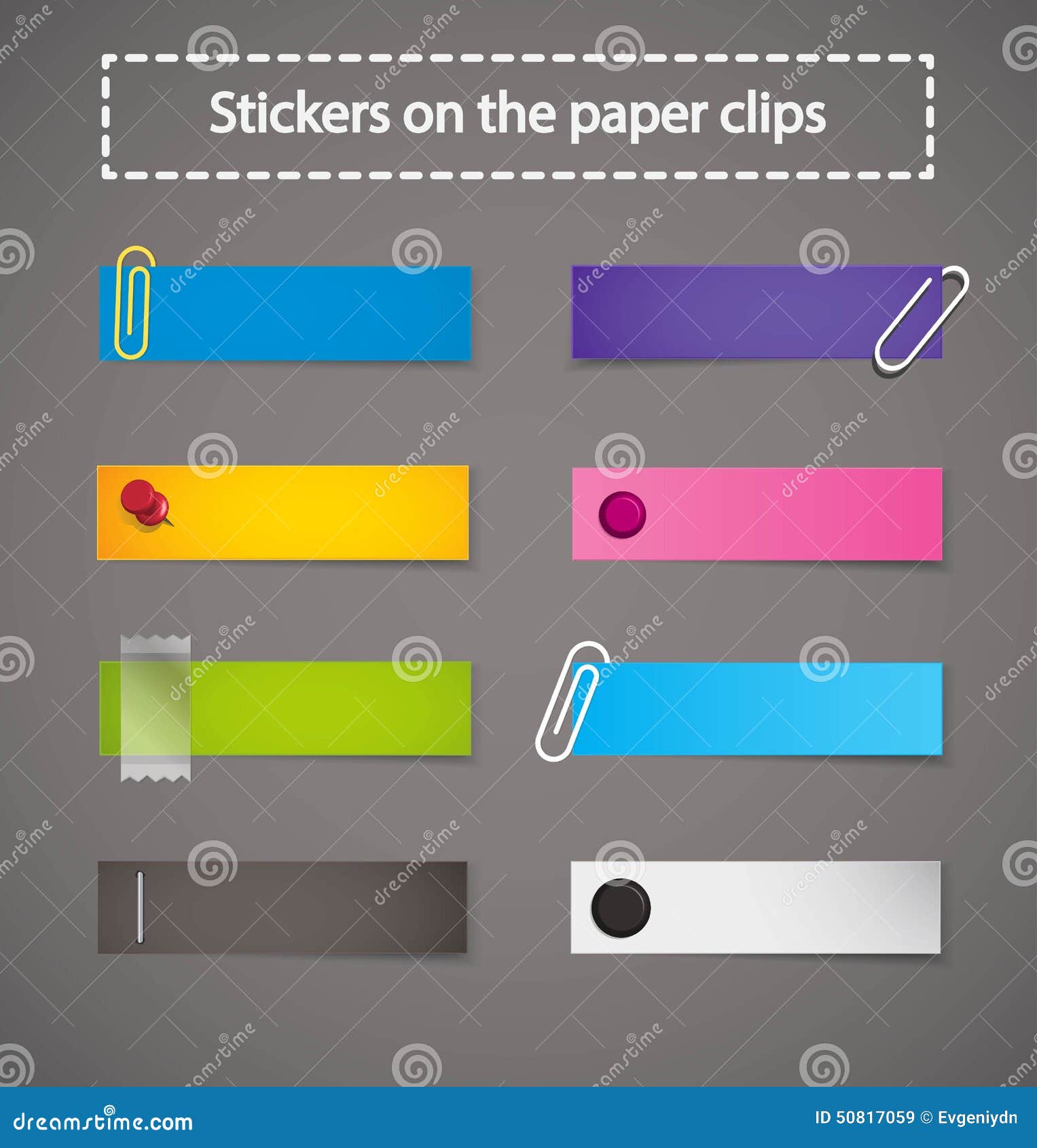 Stickers on the Paper Clips. Stock Vector - Illustration of color ...