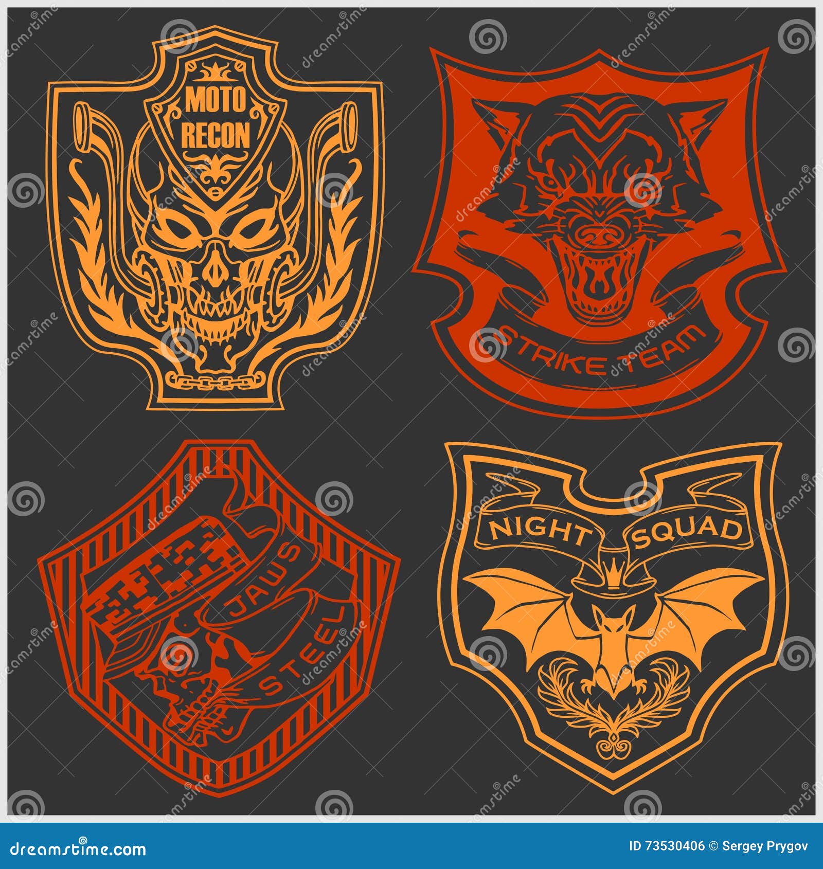 Stickers and Patches for Bikers Stock Vector - Illustration of motor ...