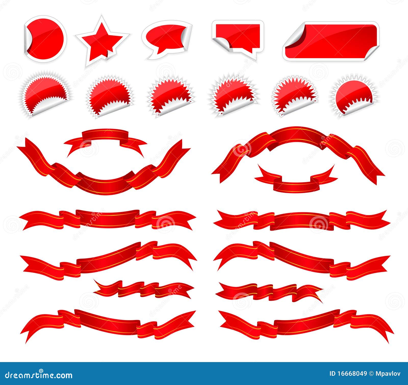 Stickers and ribbons set stock vector. Illustration of flag - 16668049