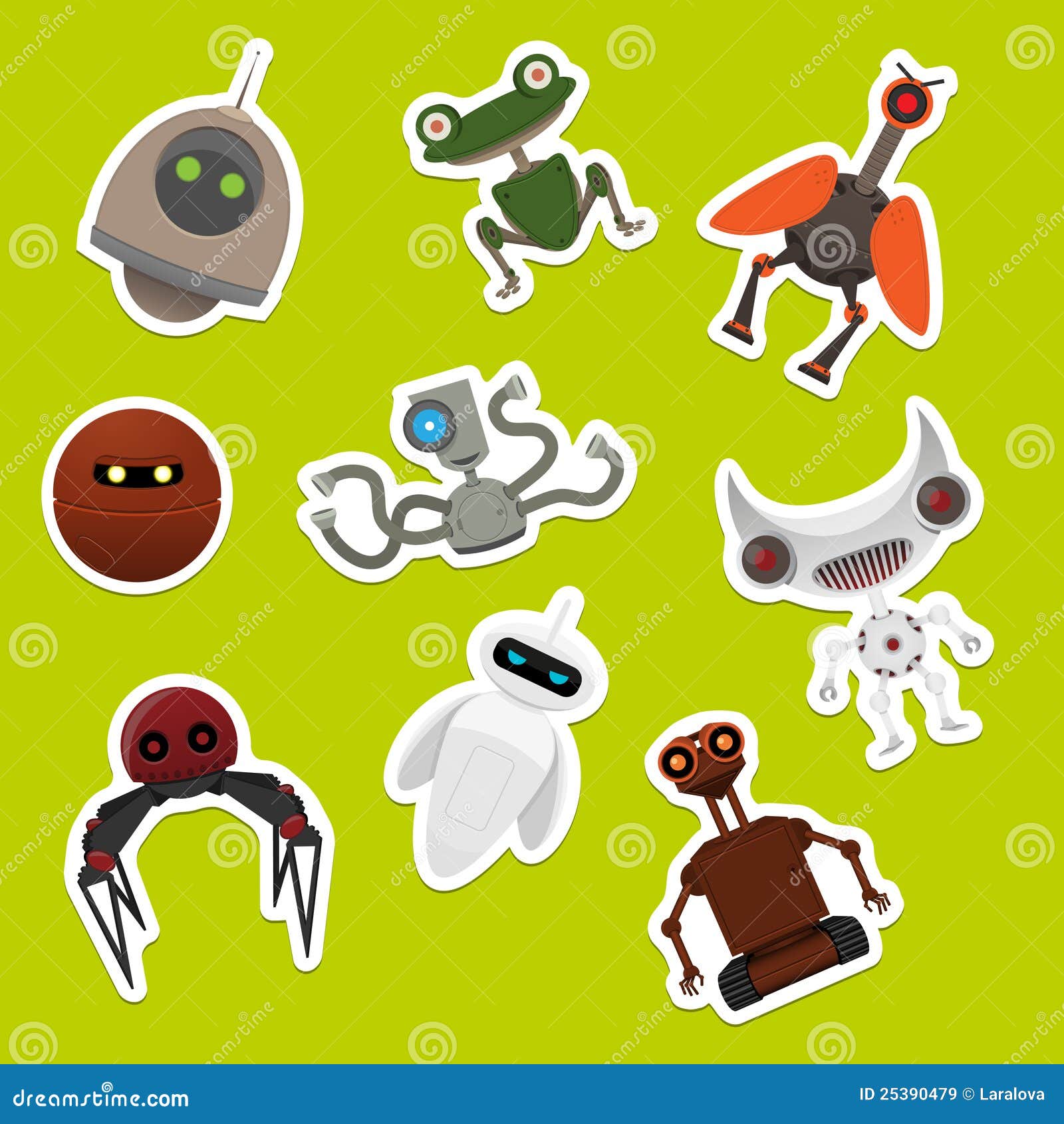 Stickers with robots stock vector. Illustration of electronic - 25390479