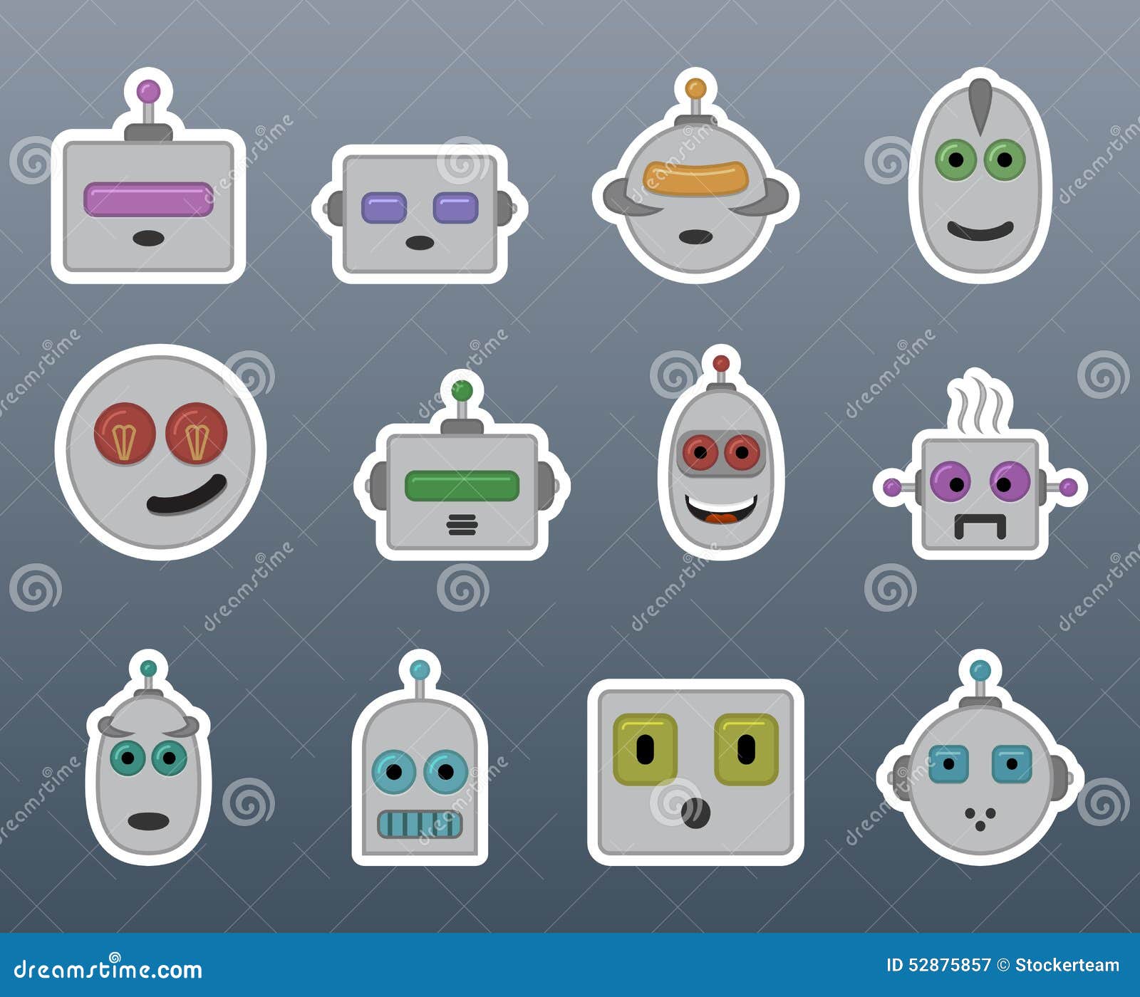 Stickers robots stock illustration. Illustration of robot - 52875857