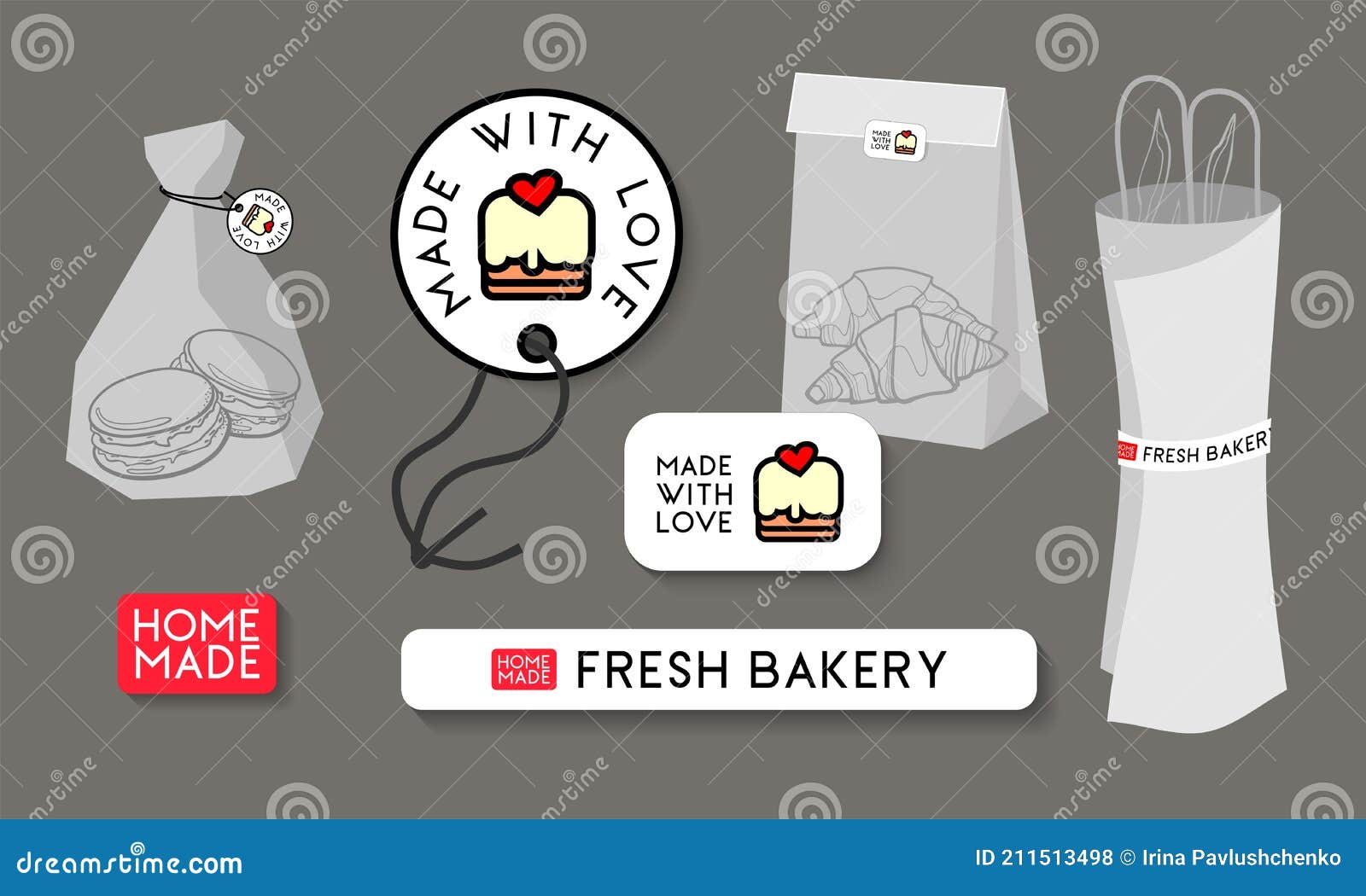 Stickers Set for Bakery Packaging. Modern Design Template. Vector ...