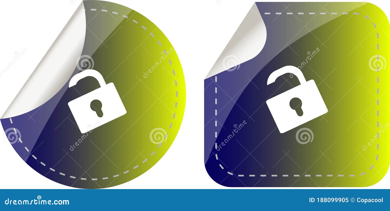 Stickers Set Isolated on White with Padlock, Security Concept Stock ...