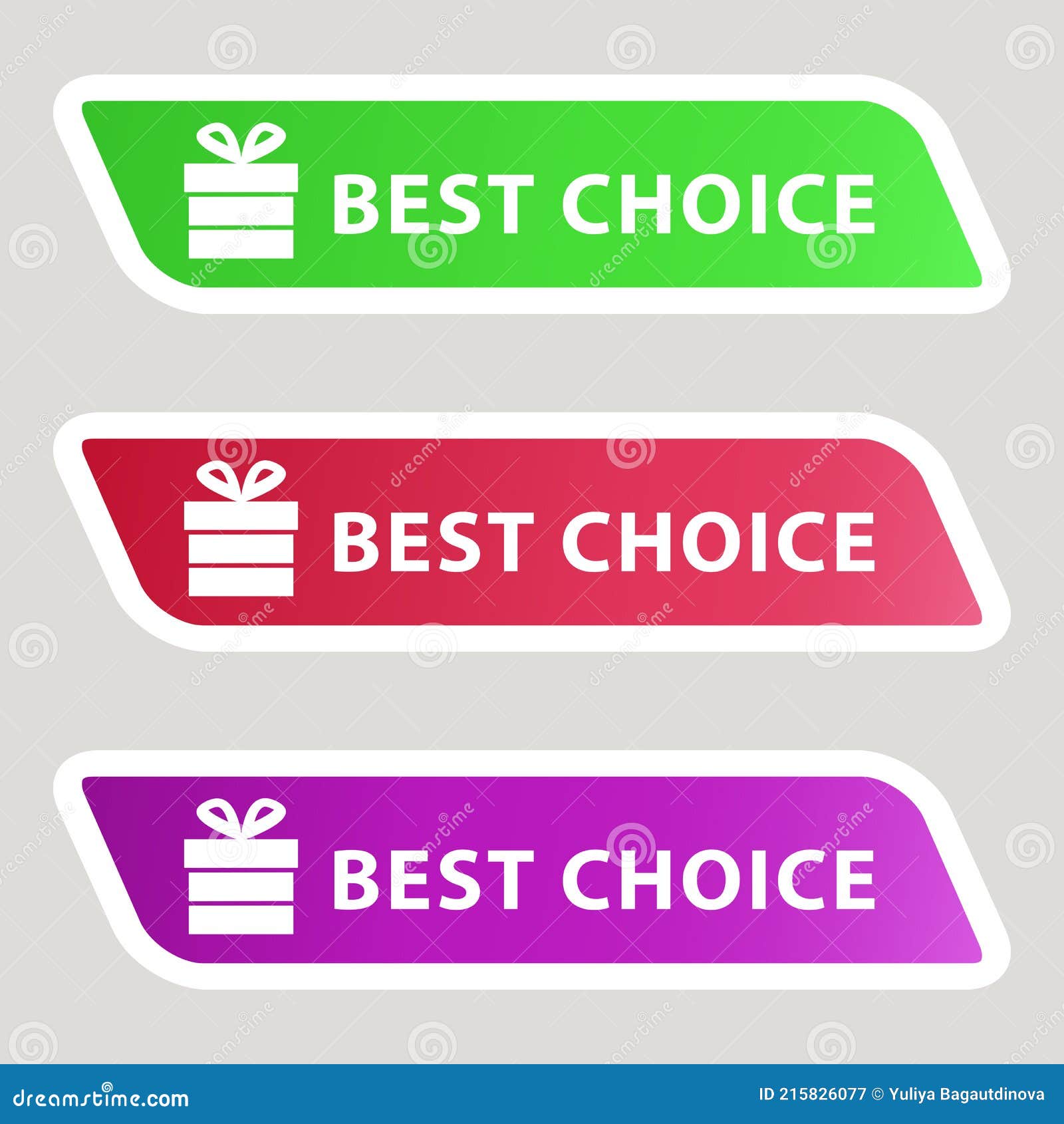 Best Choice. Set of Three Stickers Vector Illustration. Stock Vector ...