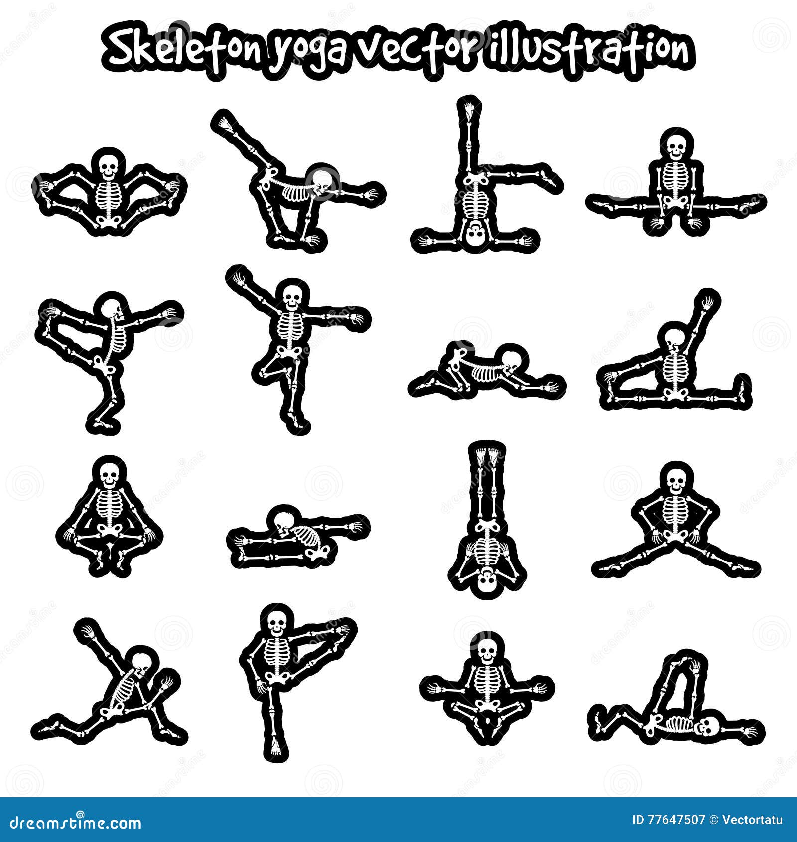 Skeletons In Yoga Poses Cartoon Vector | CartoonDealer.com #77535555