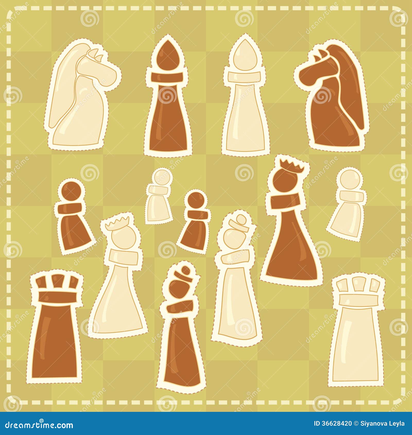 Stickers with Stylized Chess Figures Stock Vector - Illustration of ...