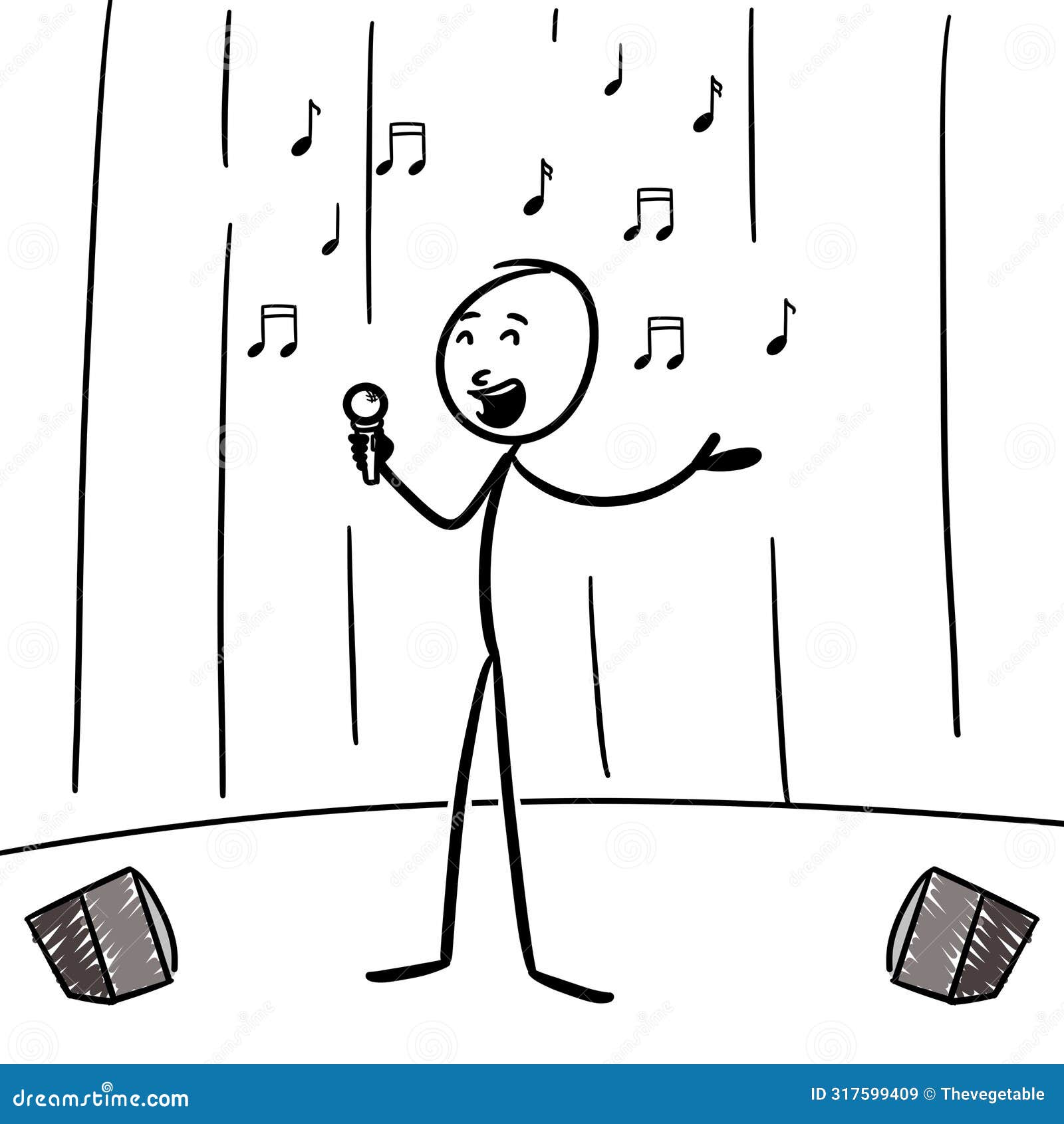 Stickfigure Sings Happily. with the Notation Above Stock Illustration ...
