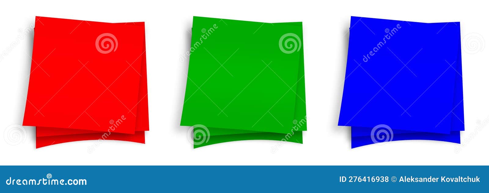 Stickie Note Blank Template Red, Green and Blue (RGB)k for Presentation ...
