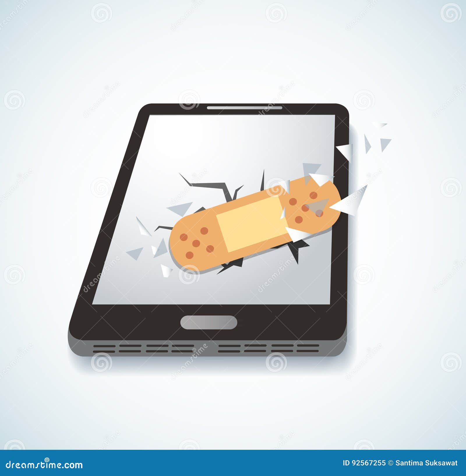 Sticking Plaster on Broken Smartphone Icon Vector Stock Vector ...