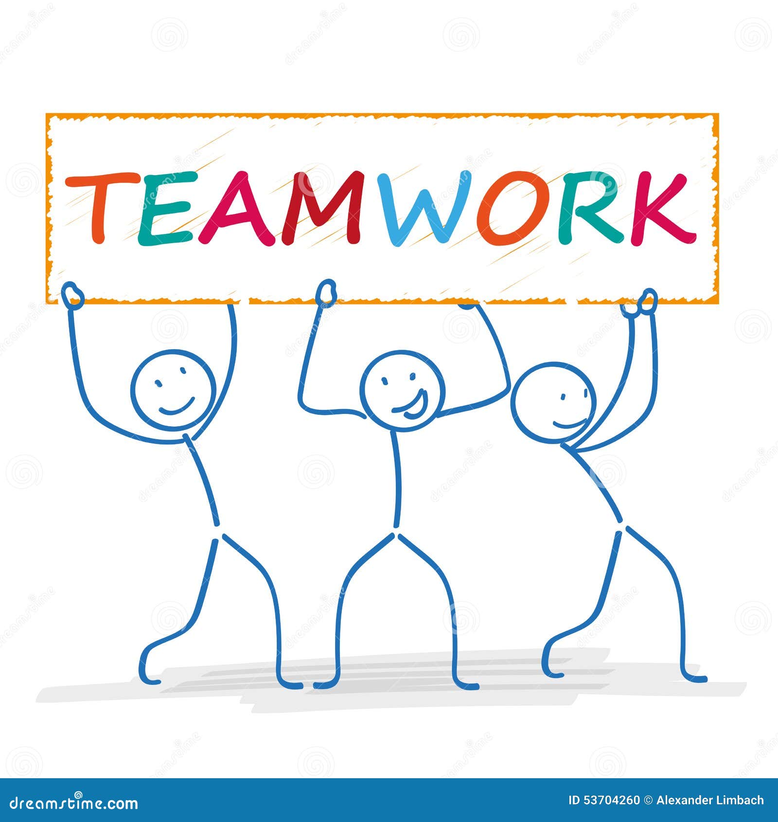 Stickman 3 Banner Teamwork stock vector. Illustration of handdrawn ...