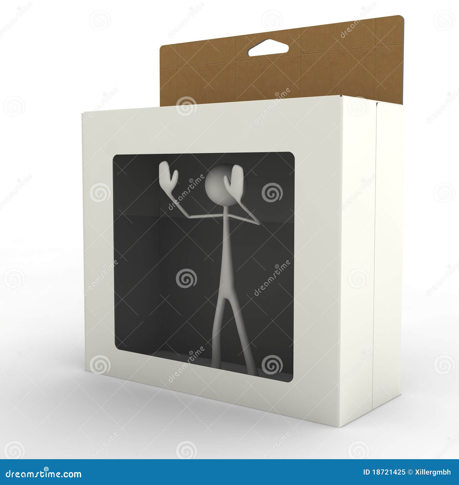 Stickman in a Box stock illustration. Illustration of goods - 18721425