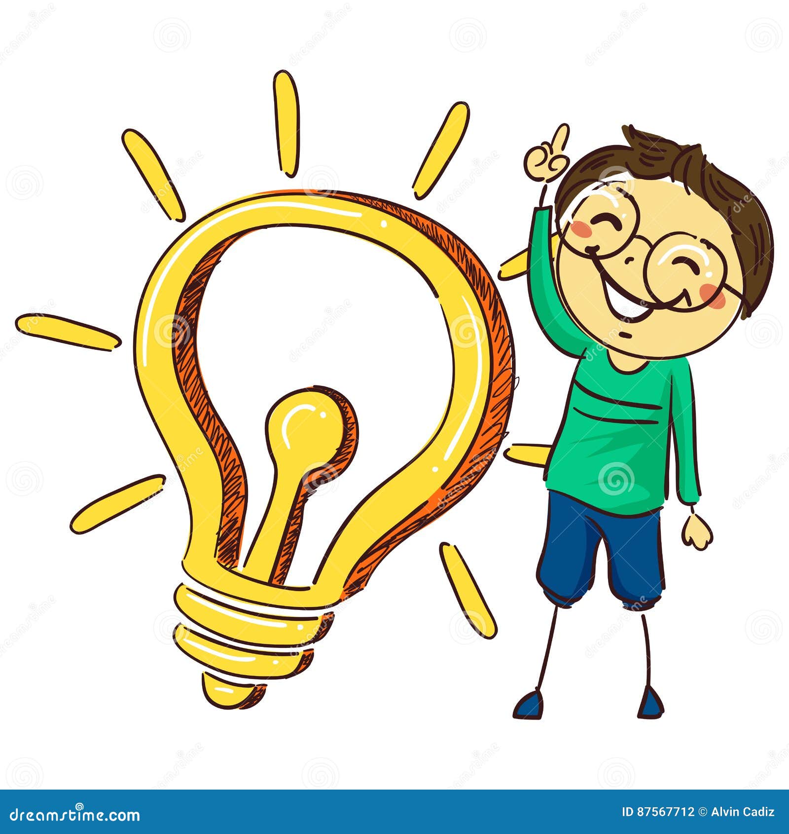 Stickman Boy Have a Good Idea Stock Vector - Illustration of person ...