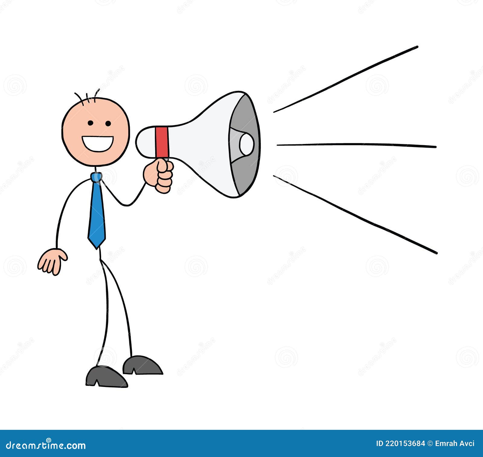 Stickman Businessman Character Announcing Using a Megaphone, Vector ...