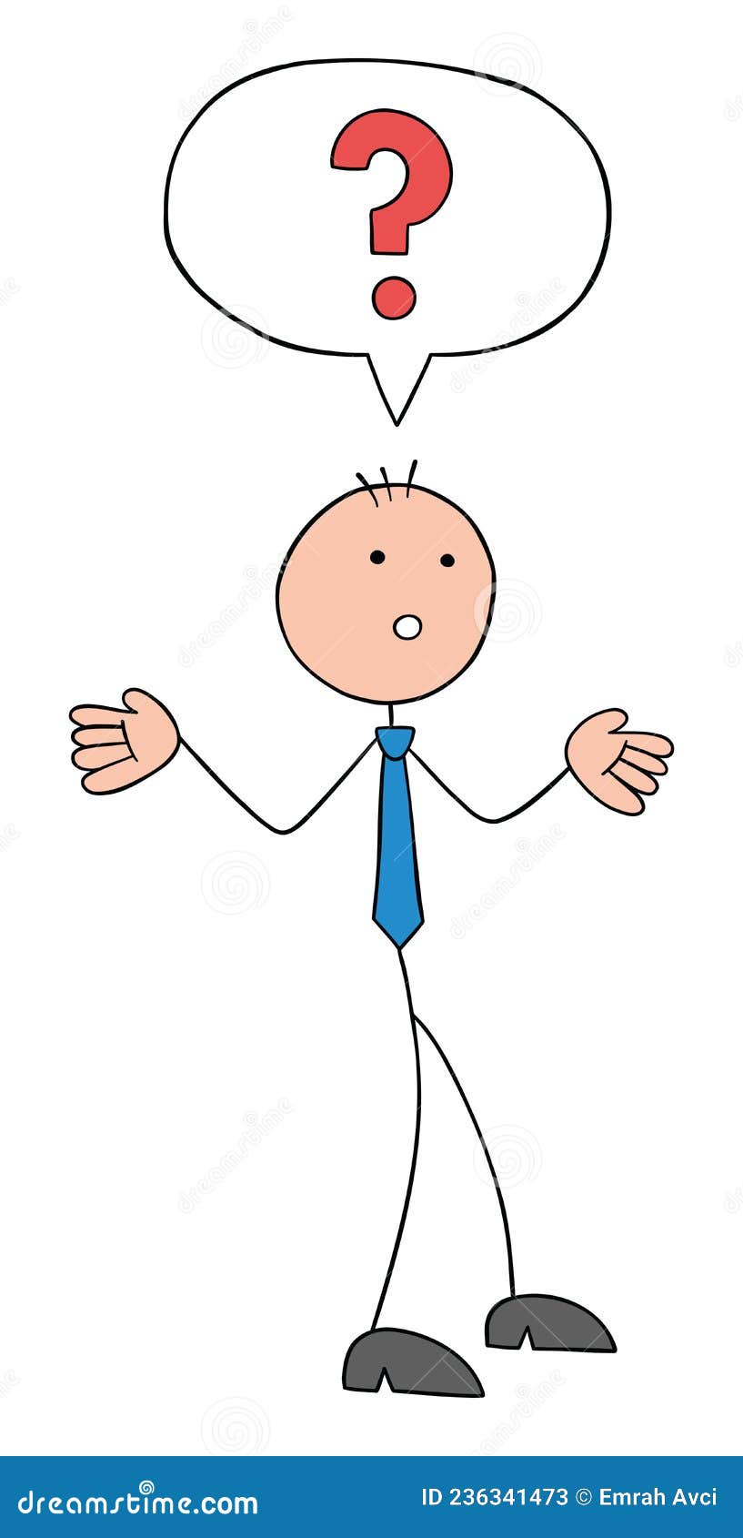 Stickman Businessman Who Asks Question, Has a Problem, Hand Drawn ...