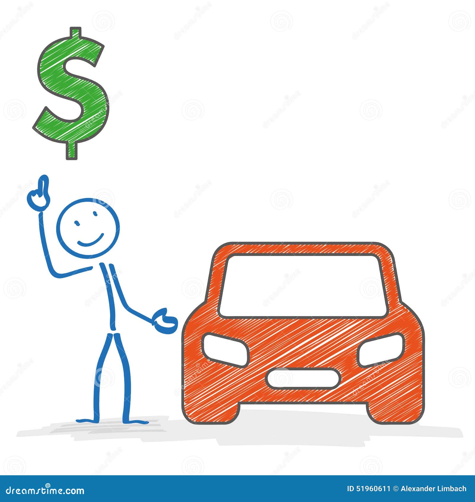 Stickman Car Dollar stock vector. Illustration of brochure - 51960611