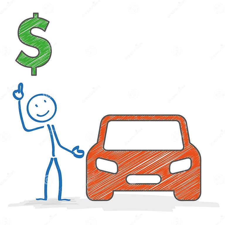 Stickman Car Dollar stock vector. Illustration of brochure - 51960611