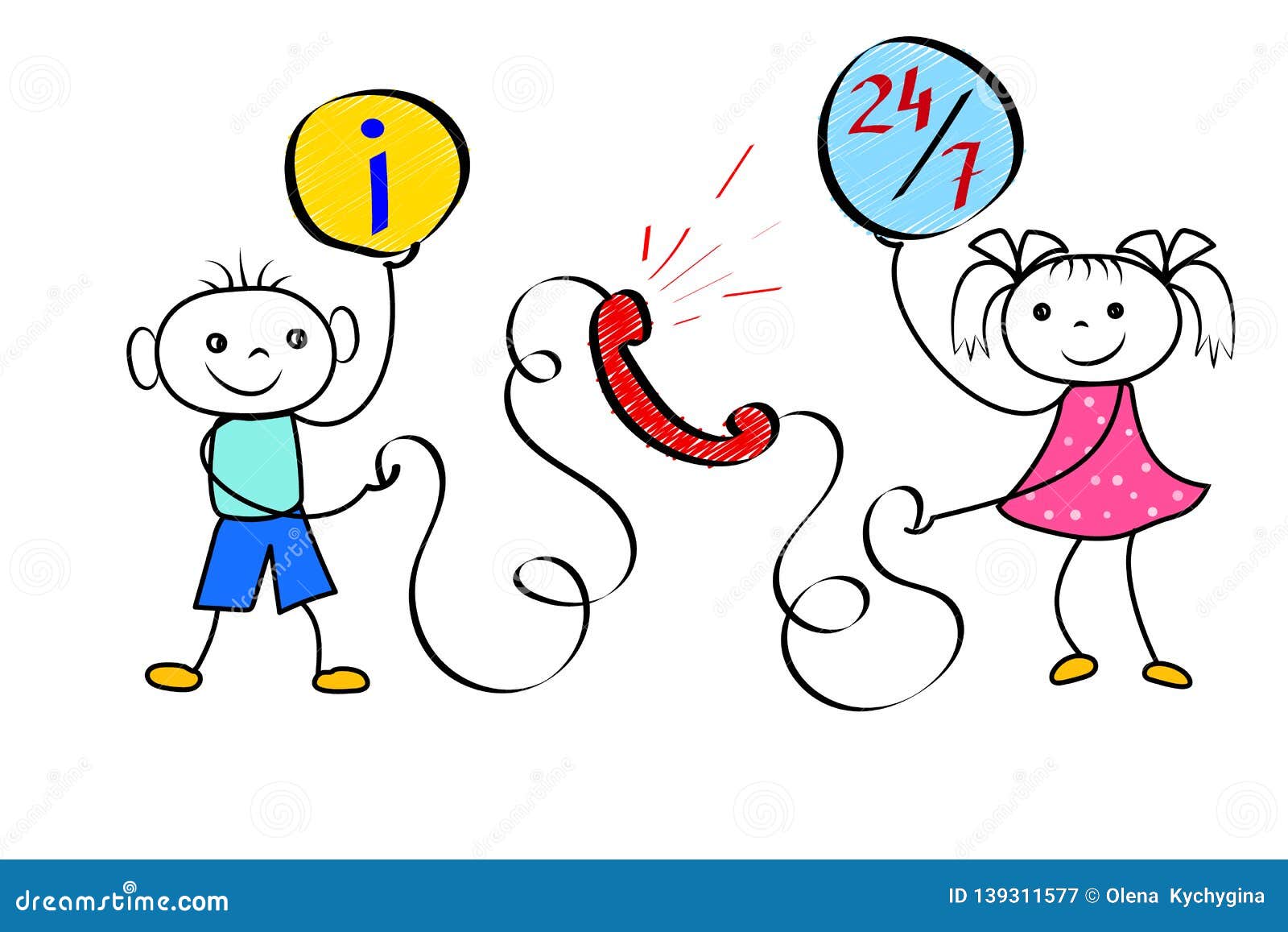 Stickman Customer Call Service. Cartoon Figures As Technical Support ...