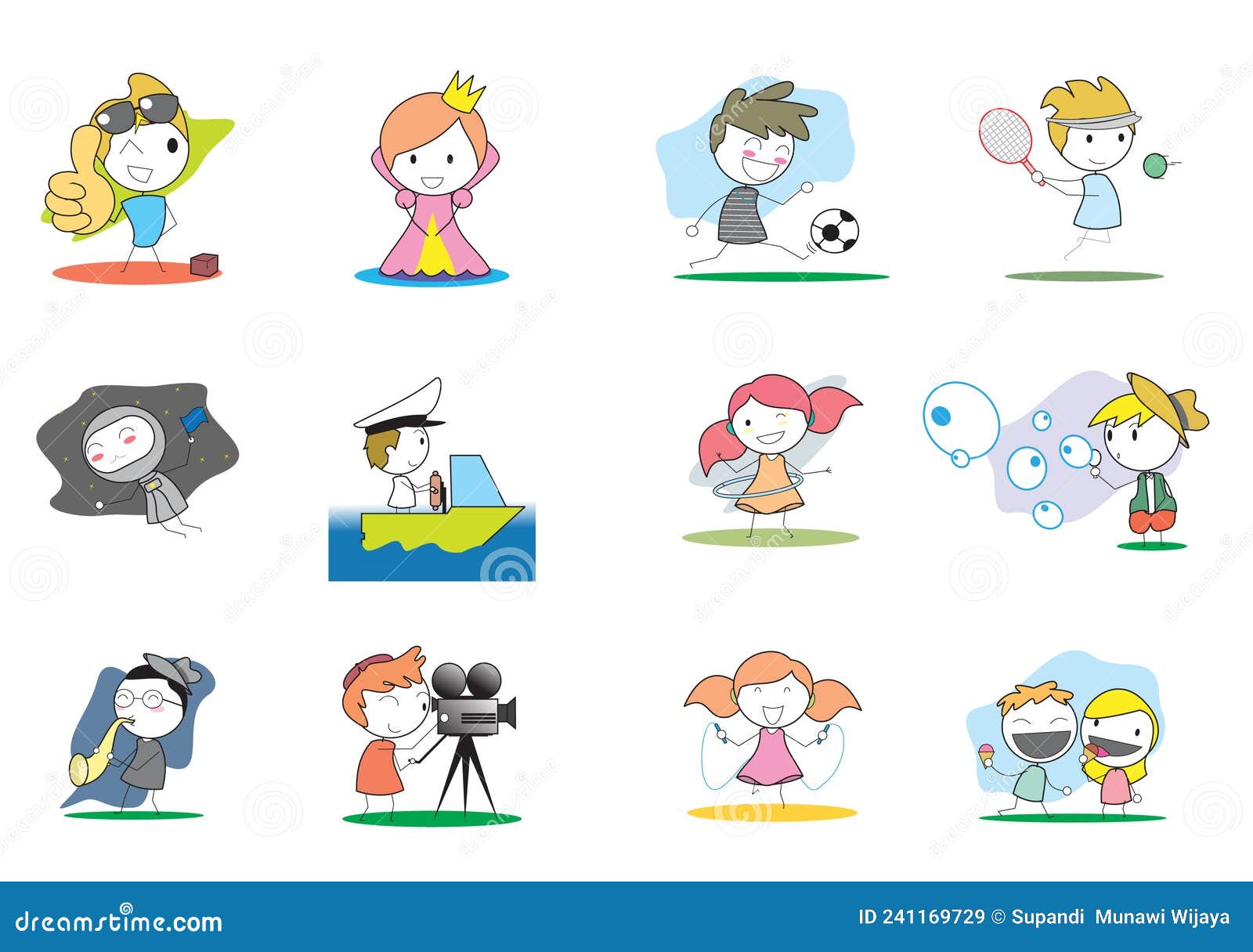 Set Stickman Cute Interactive and Colorful Design Creative Stock Vector ...