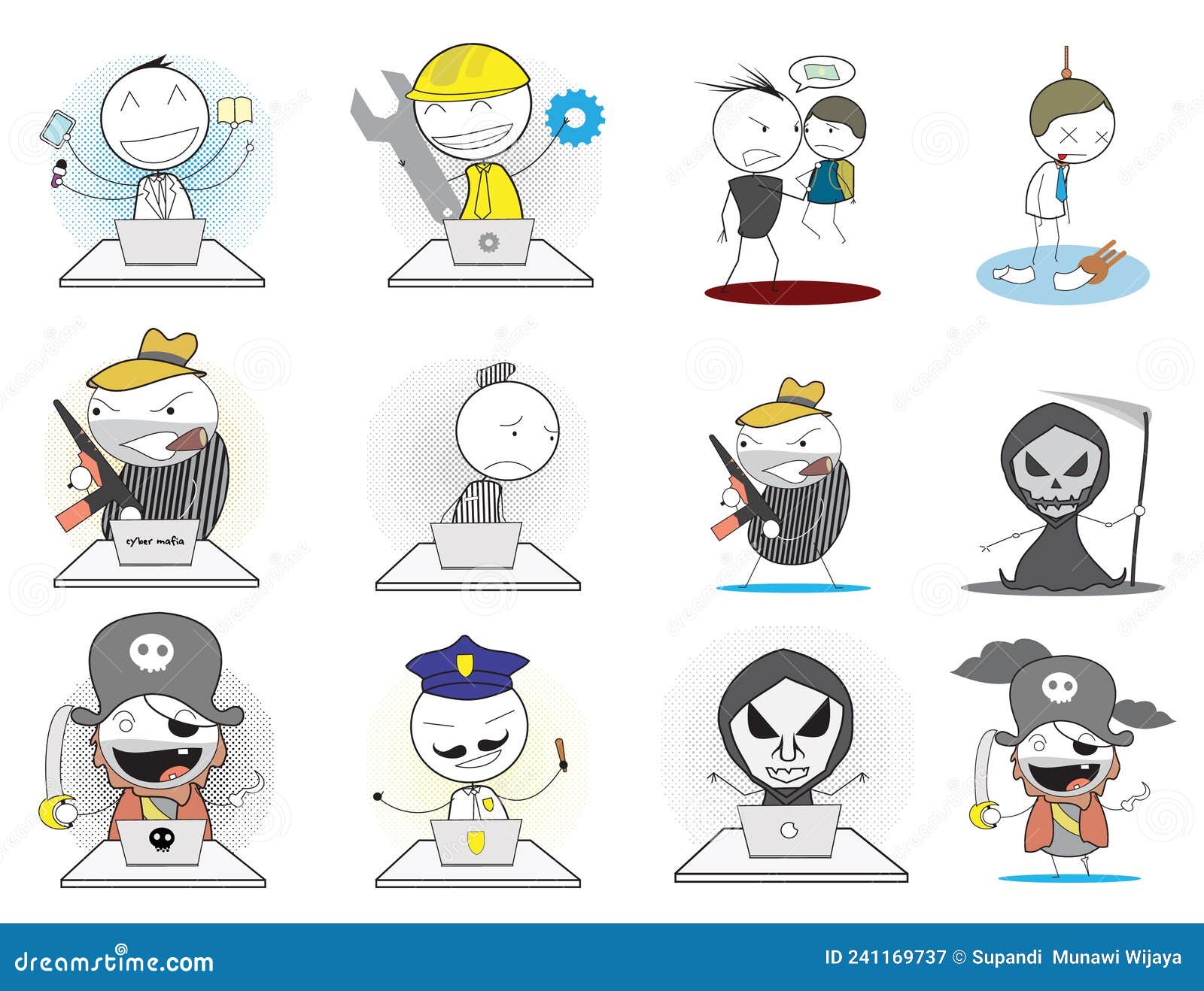 Set Stickman Cute Interactive and Colorful Design Creative Stock Vector ...