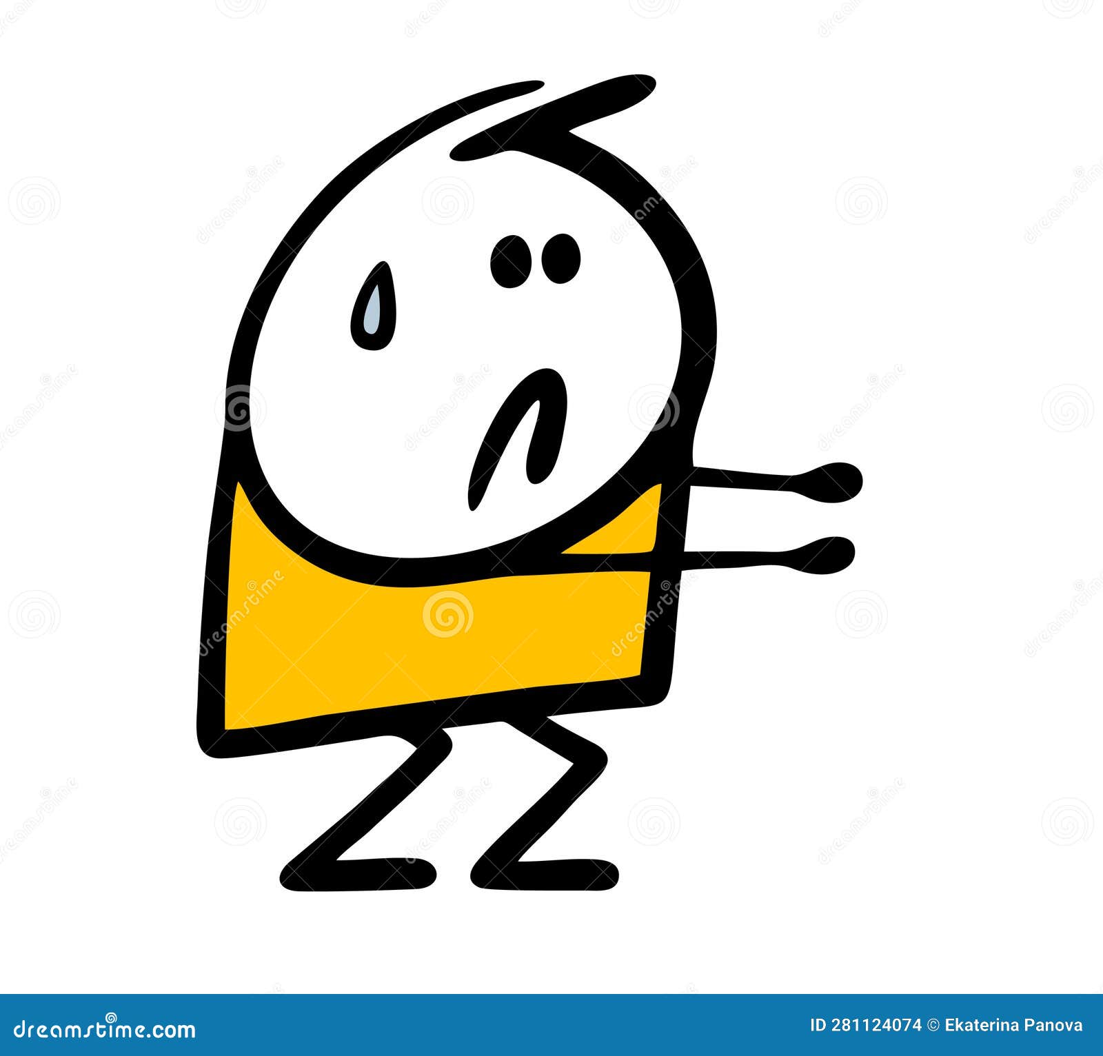 Stickman Does Physical Exercise, Squats with Difficulty. Vector ...