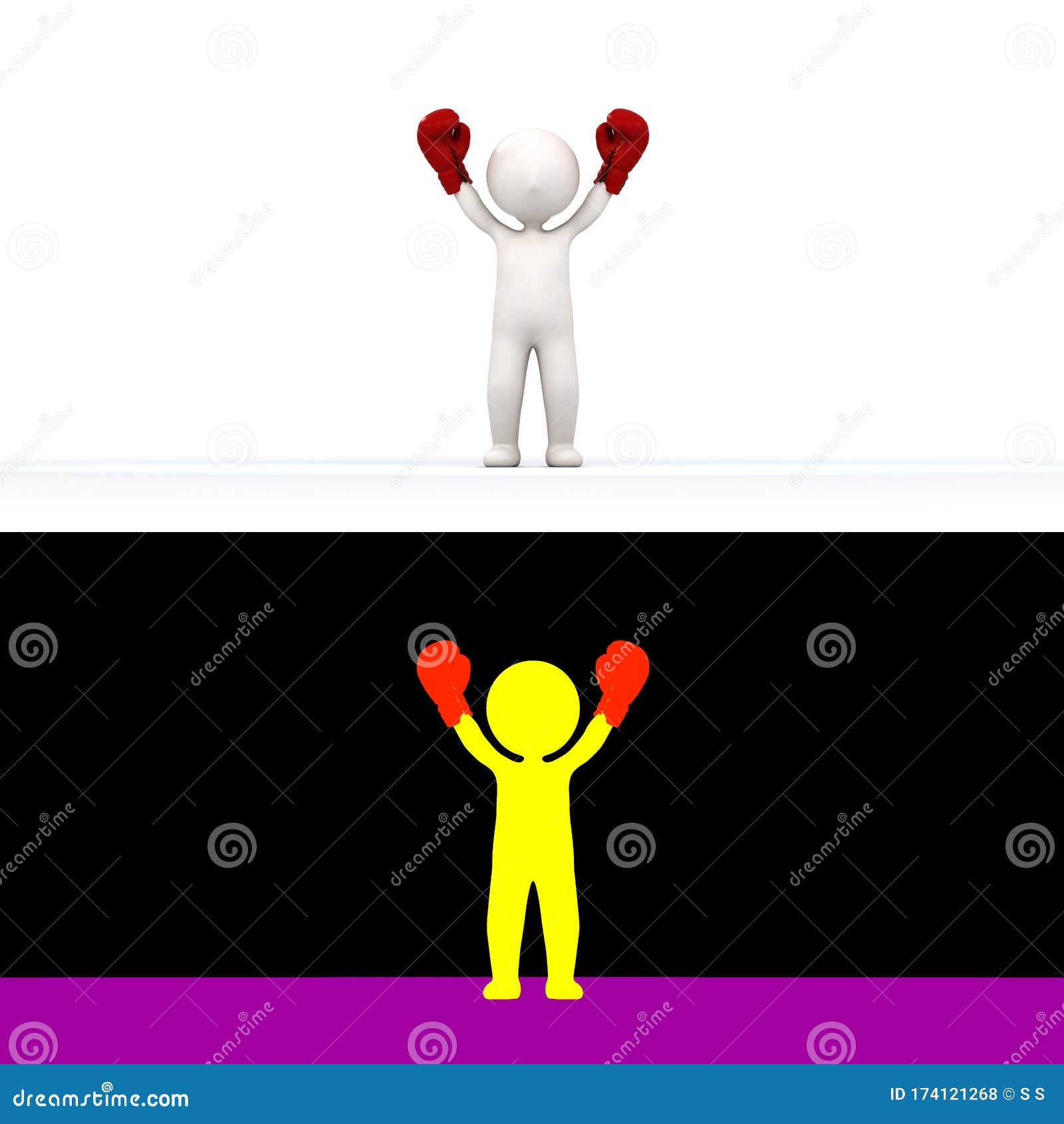 Stickman Engage in a Gang Fight, 3D Render Stock Illustration ...