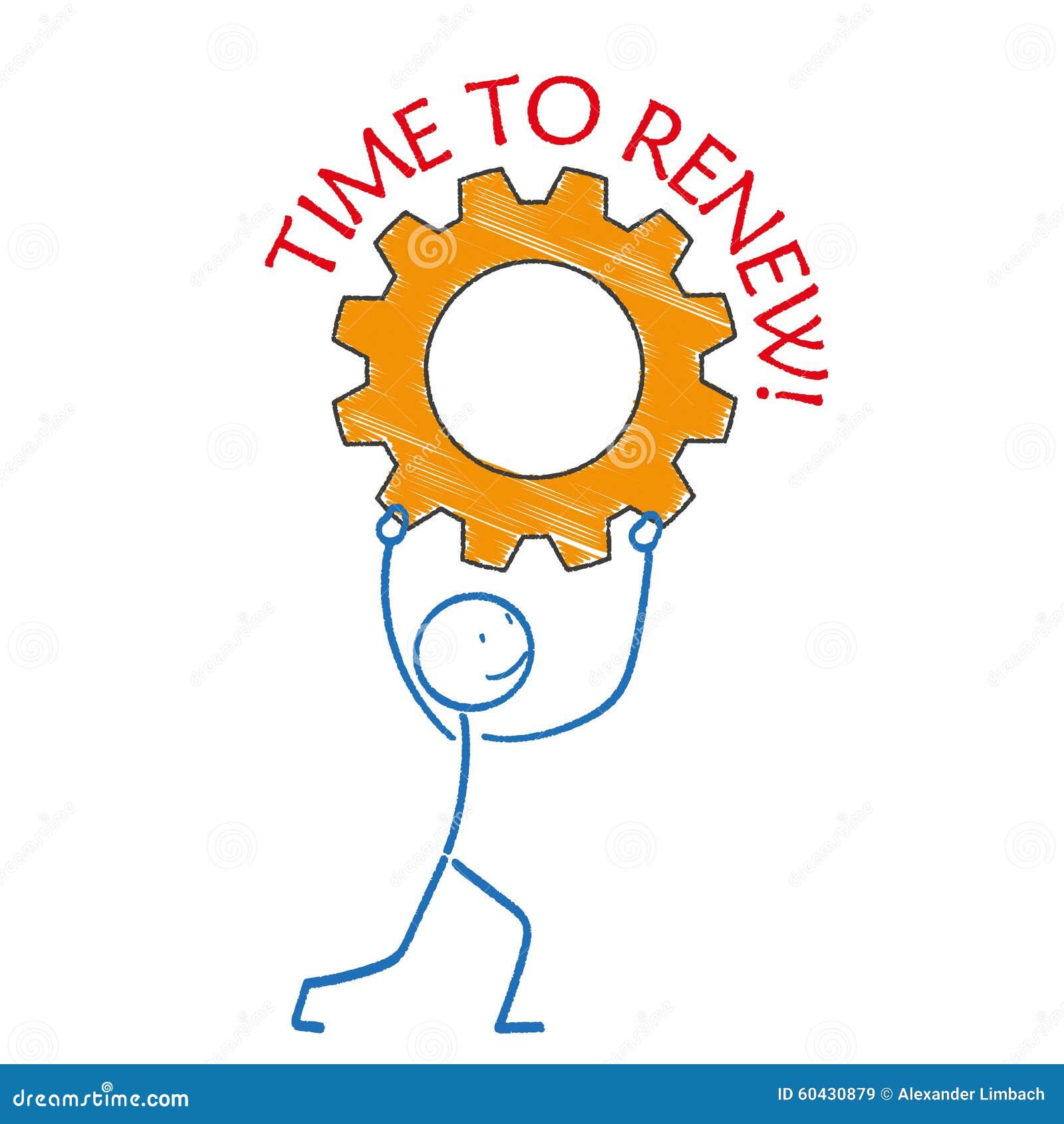 Stickman Gear Time Renew Cartoon Vector | CartoonDealer.com #60430879