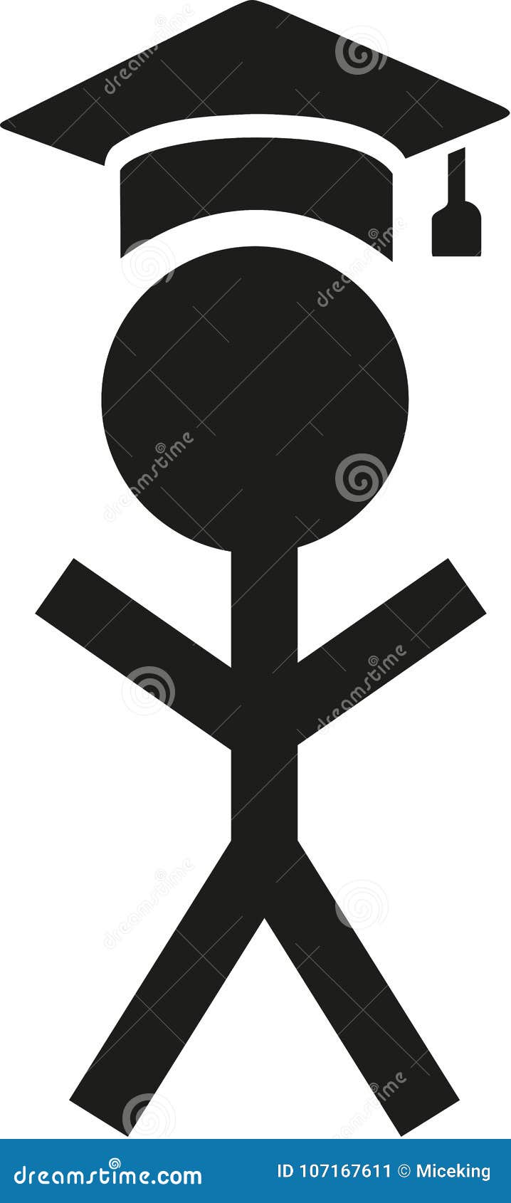 Stickman with Graduation Hat Stock Vector - Illustration of stickman ...