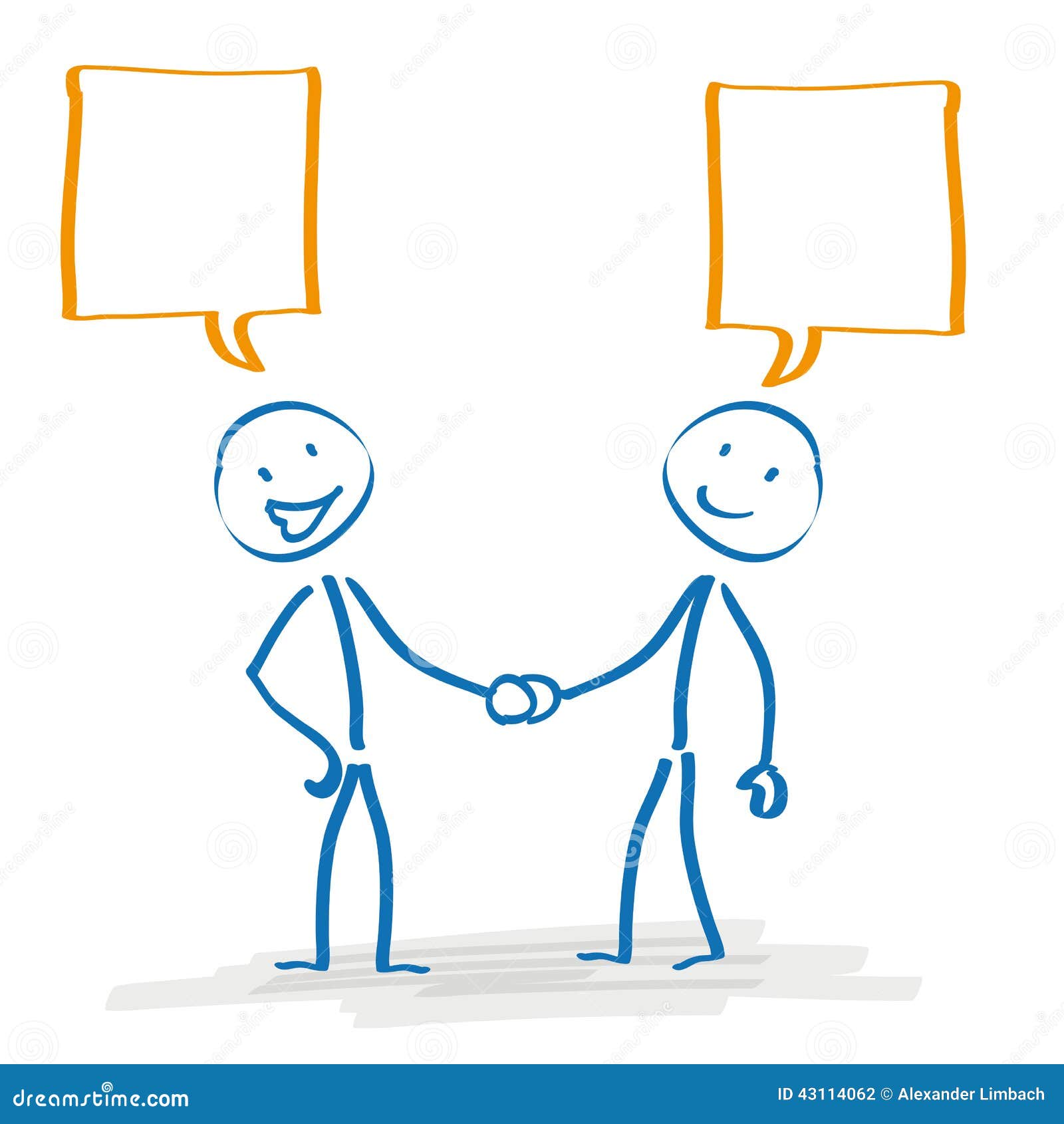 Stickman Handshake Speech Bubbles Stock Vector - Illustration of ...