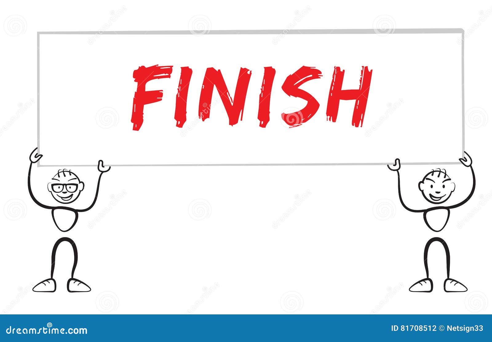 Stickman Holding Sign with Inscription Finish Stock Vector ...