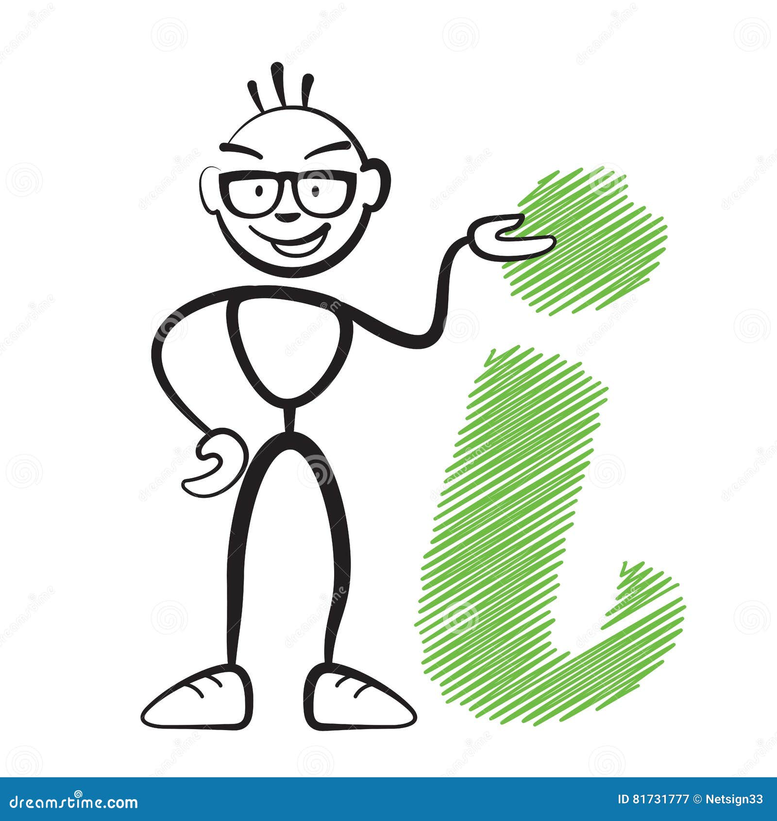 Stickman with info sign stock vector. Illustration of design - 81731777