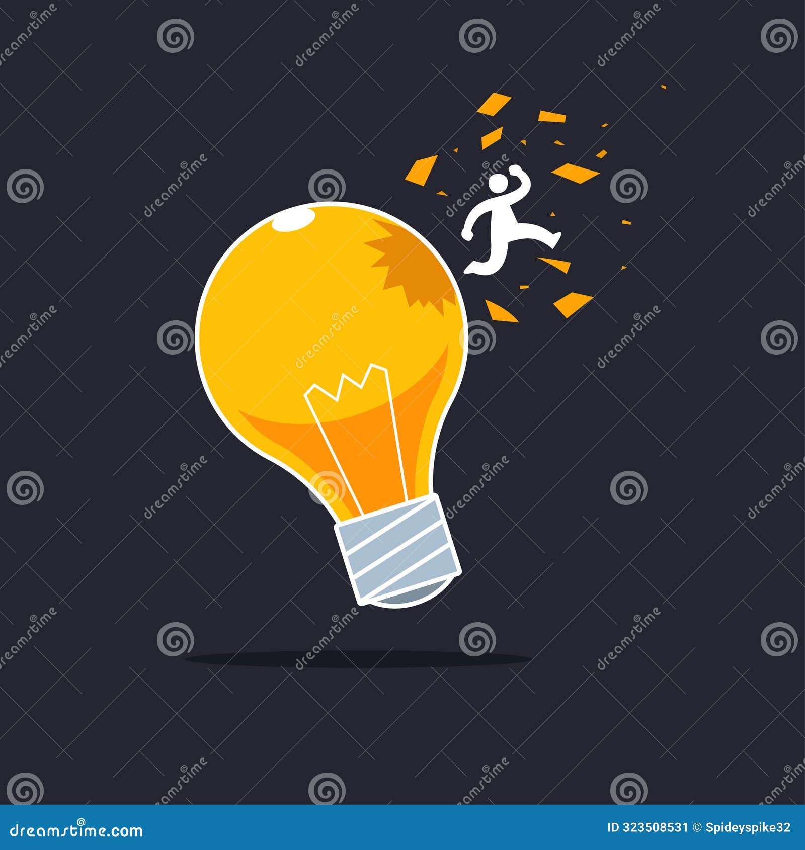 A Stickman Jump from the Bulb. Isolated Vector Illustration Stock ...