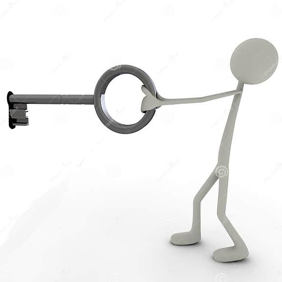 Stickman with a key stock illustration. Illustration of effort - 18876937