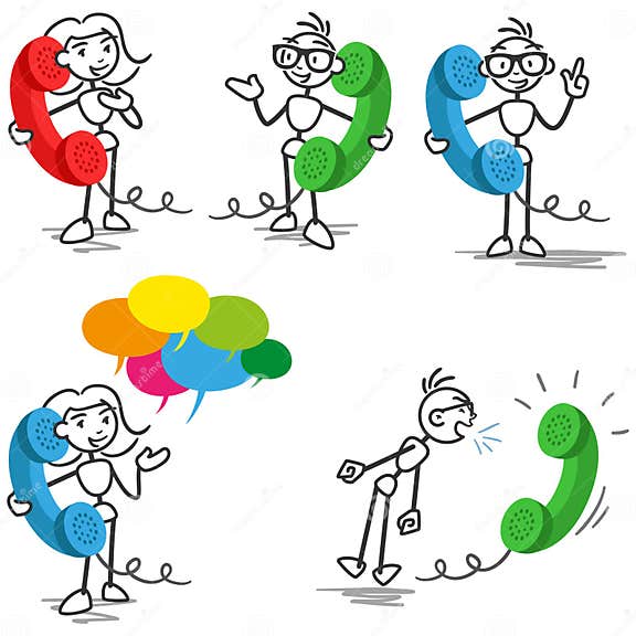 Stickman Phone Call Talking Calling Stock Vector - Illustration of ...