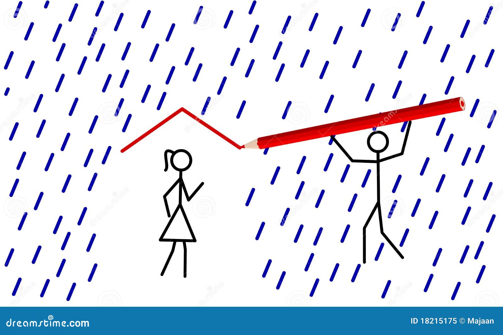 Stickman Provides Shelter for His Love (vector) Stock Vector ...