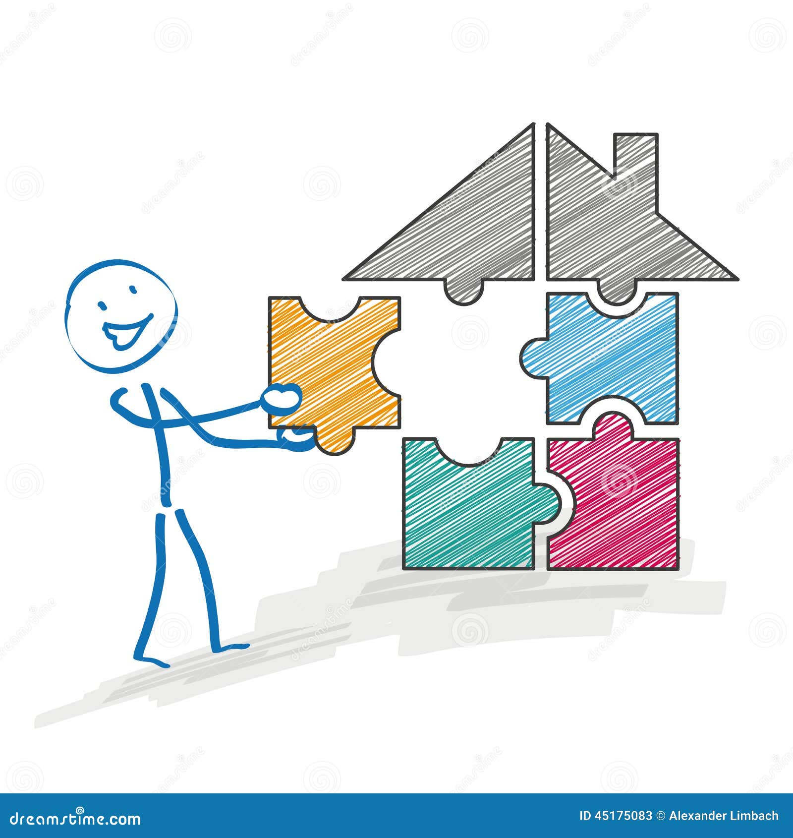 Stickman Puzzle House stock vector. Illustration of house - 45175083
