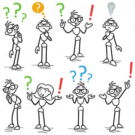 Stickman Question Mark Asking Pondering Stock Vector - Illustration of ...