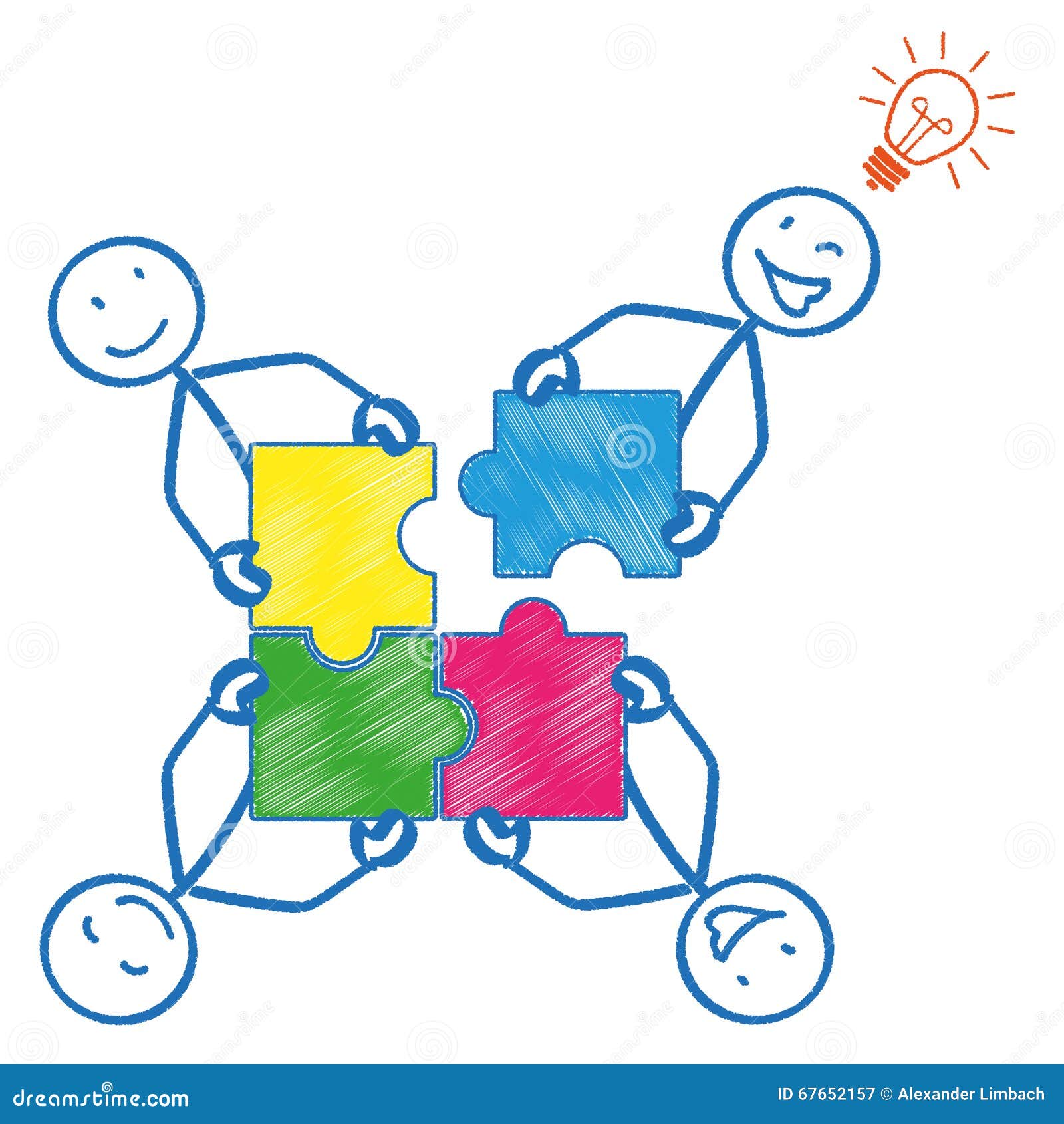 4 Stickman Rectangle Puzzle Idea Stock Illustration - Illustration of ...